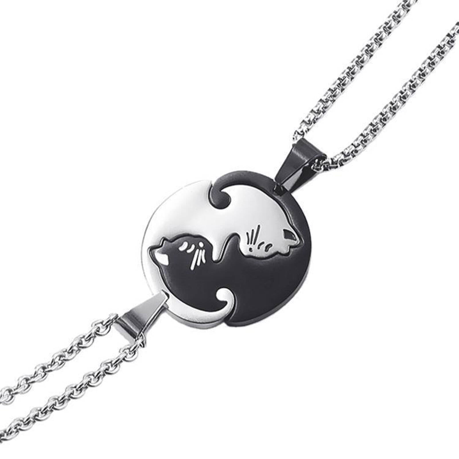 DESIGNICE Couples Necklace,Black and White Cat Matching Necklace for ...