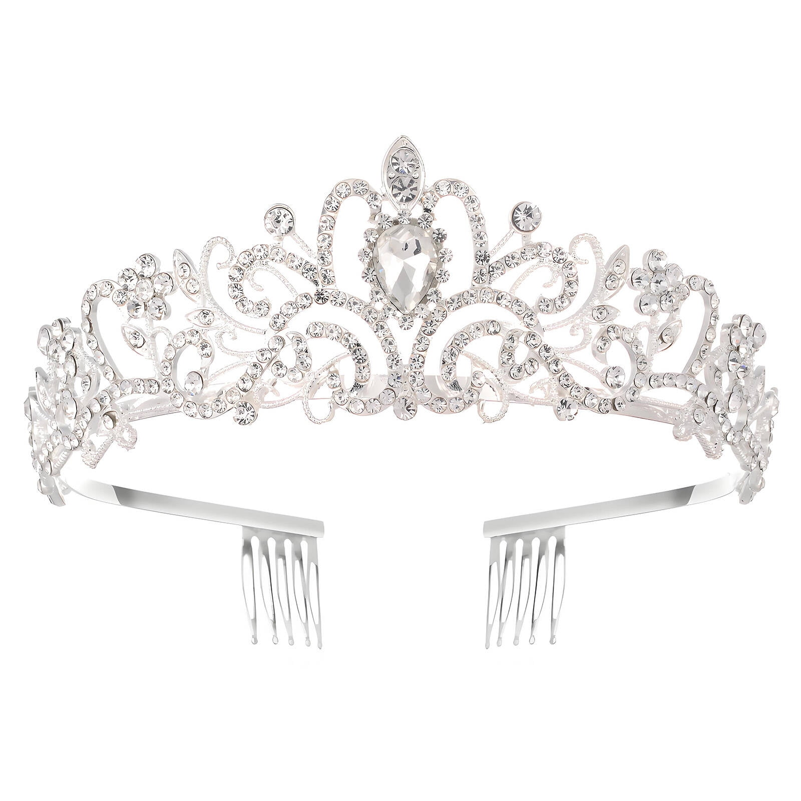 DESIGNICE Crown Korean Style Alloy Tiara Birthday Crown with Crystals and Water Gems Princess ...