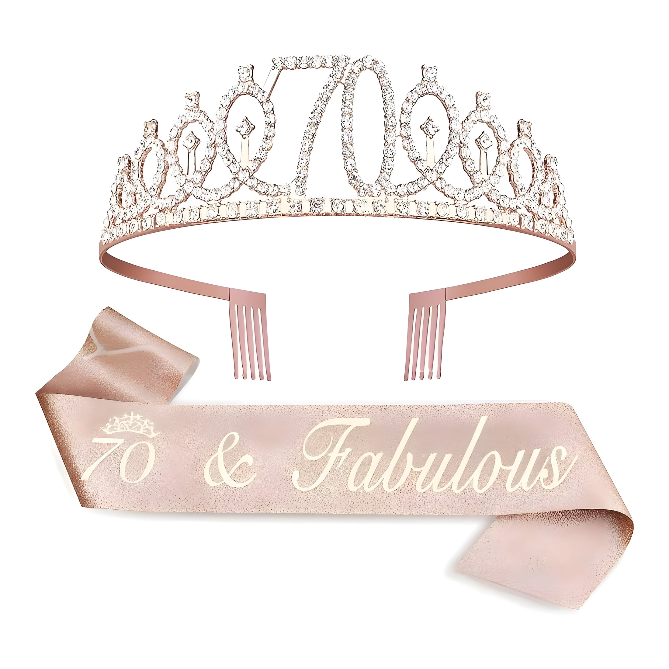 DESIGNICE Crowns for Women,Rose Gold 70th Birthday Crown,Birthday ...
