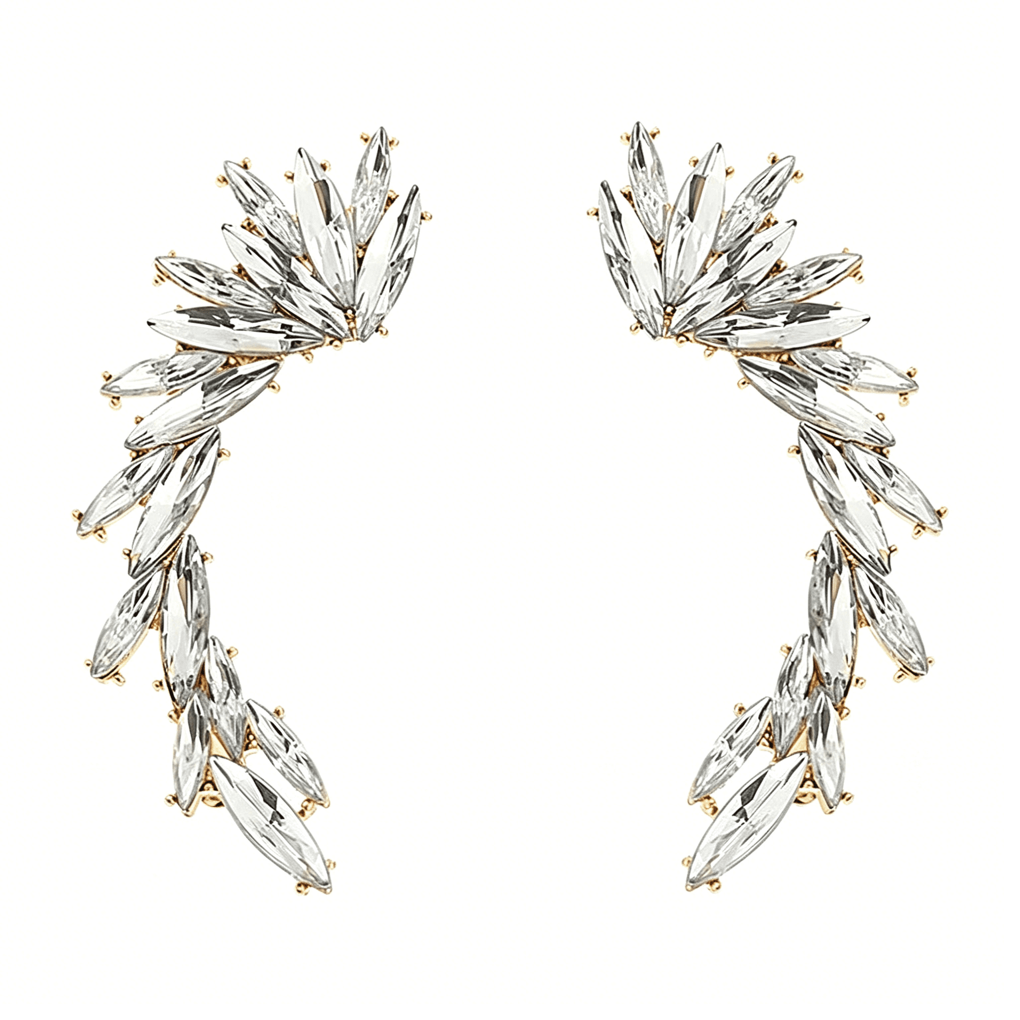 DESIGNICE Crystal Leaf Climbers Crawler Jewelry Jacket Earrings Sparkly ...
