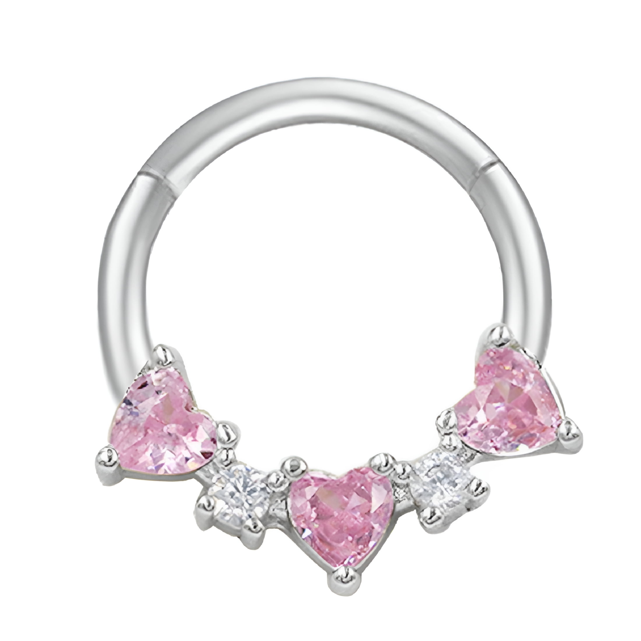 DESIGNICE Crystal Nose Silver Tone Septum Ring Ear Helix Piercing ...