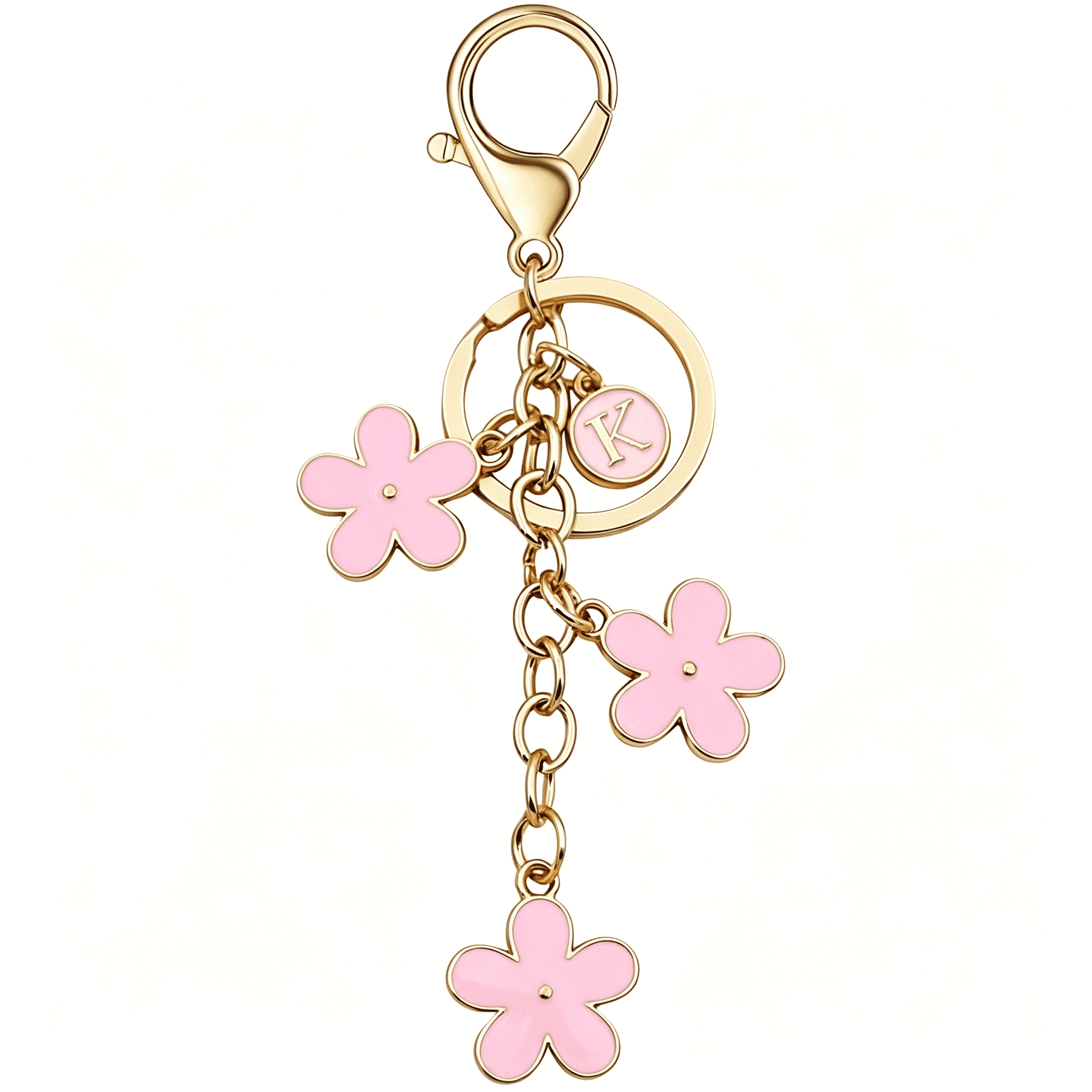 DESIGNICE Cute Initial Letter Keyring for Women Girls Flower Keychains ...