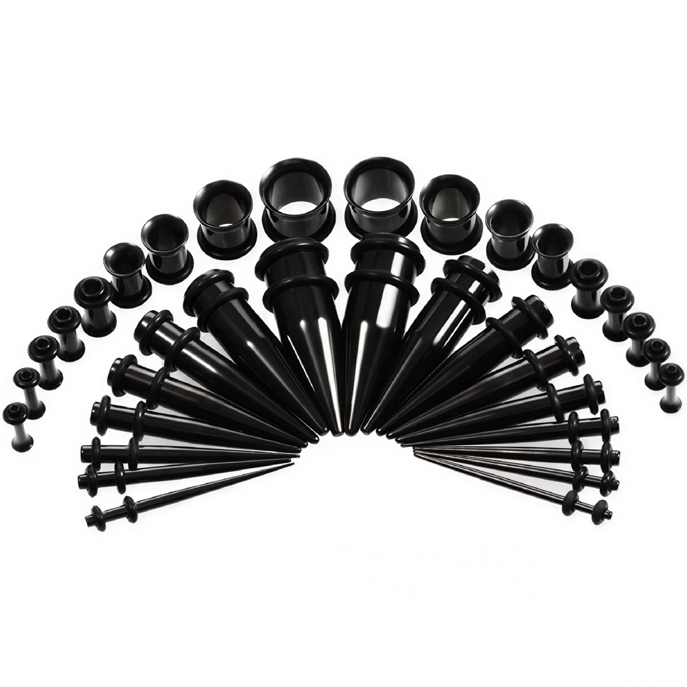 DESIGNICE 36Pcs Gauge Stretching Kit, Black Stainless Steel Tapers ...