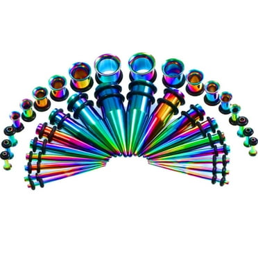 14PCS Pain-Free Ear Plugs Stretching Kit, Surgical High-Grade Stainless ...