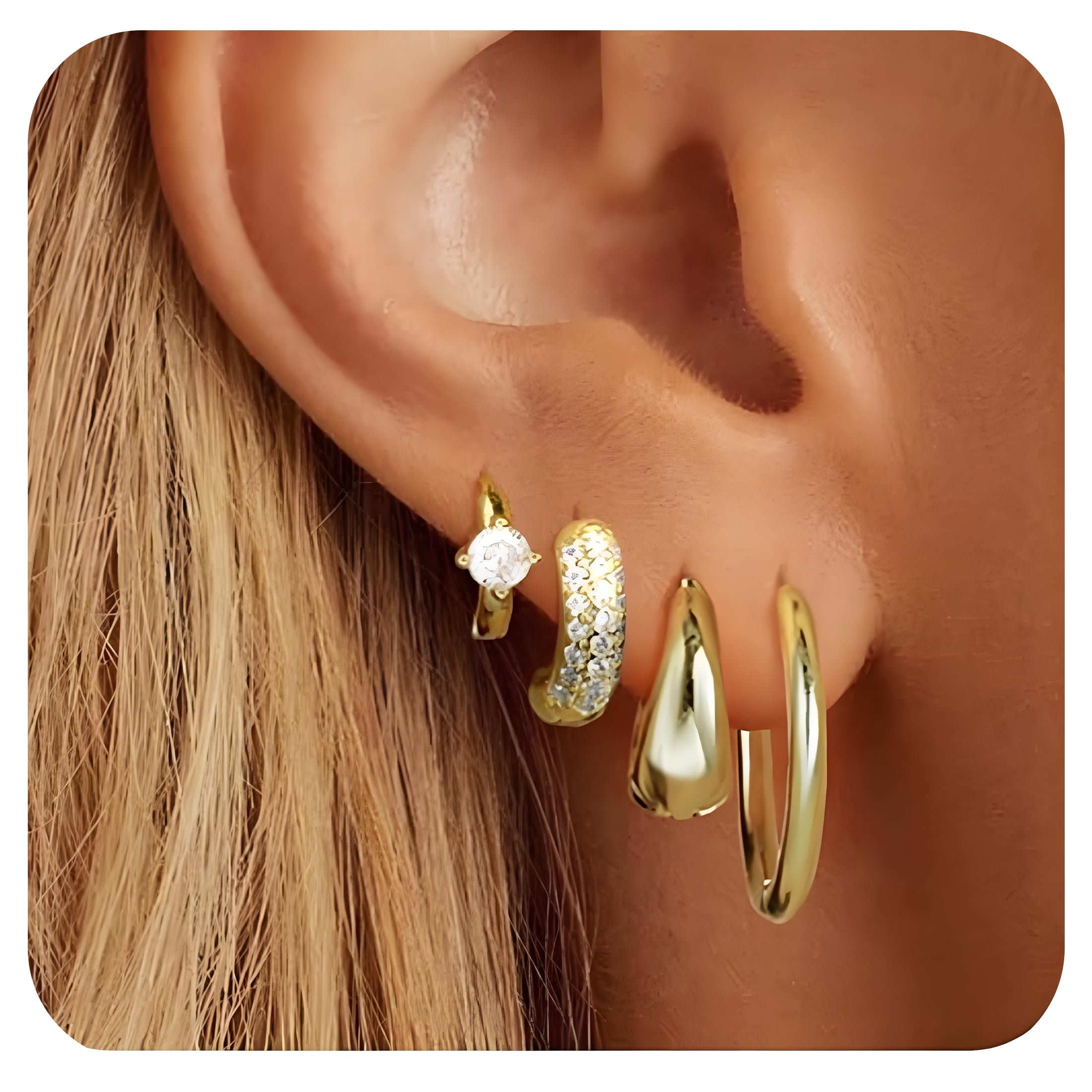 DESIGNICE Earring Sets,Copper Earring Sets for Women,Diamond Small ...