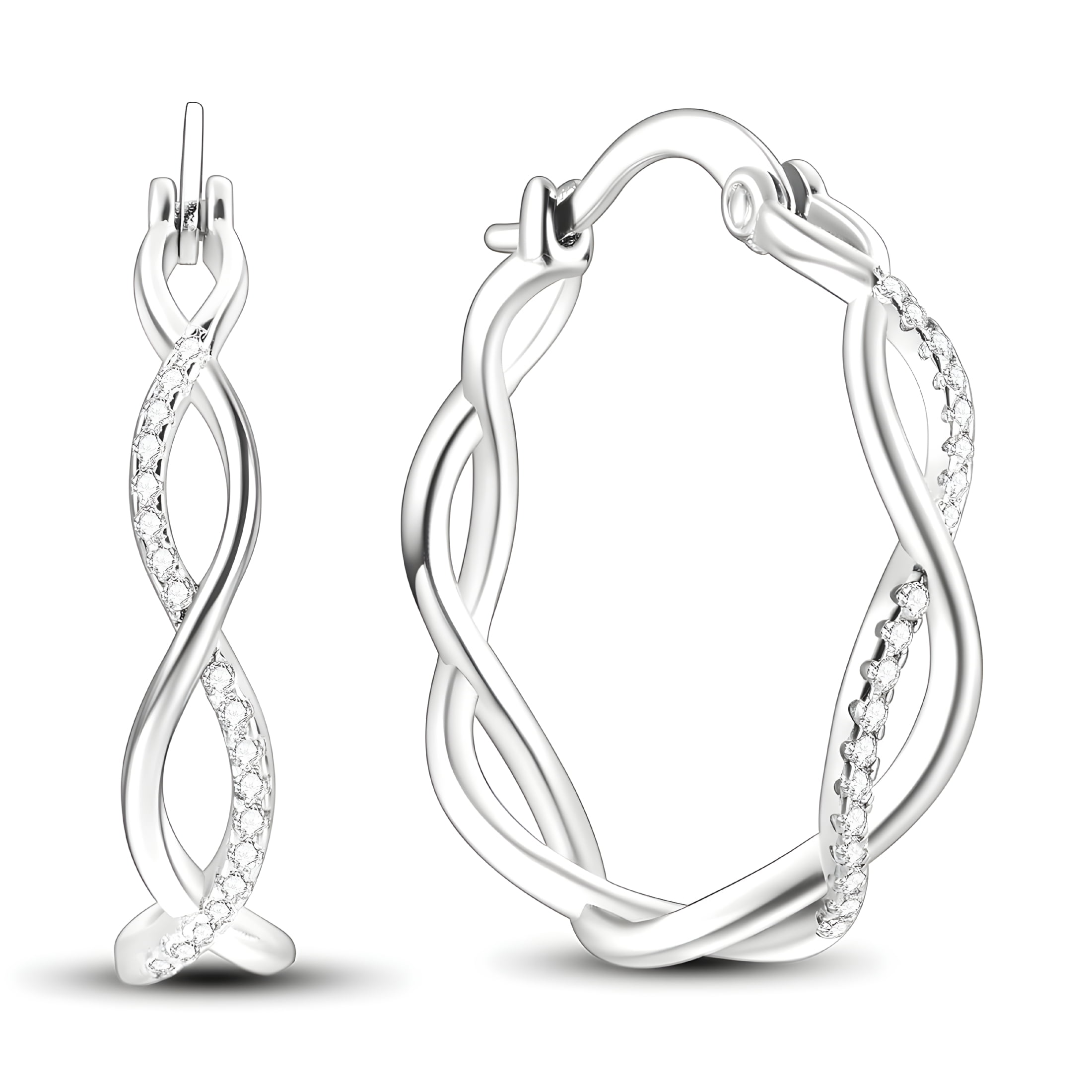 DESIGNICE European Original Sparkling Weave 925 Sterling Silver Hoop ...