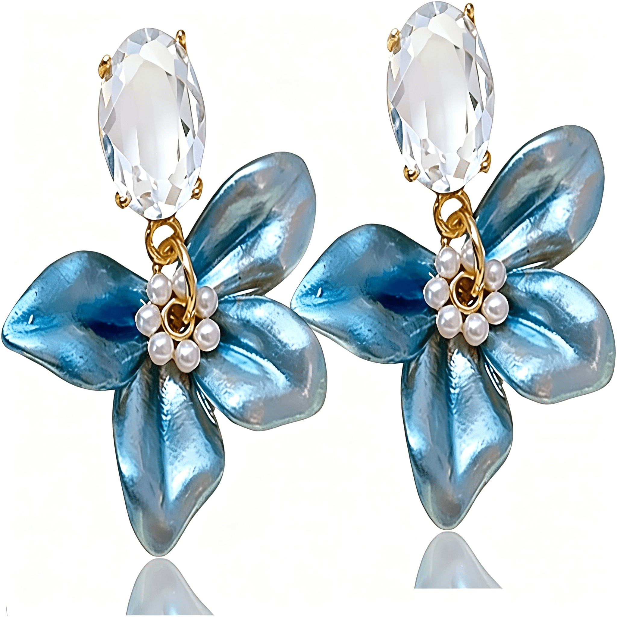 DESIGNICE Flower Dangle Earrings with Blue Petal Design,Lightweight ...