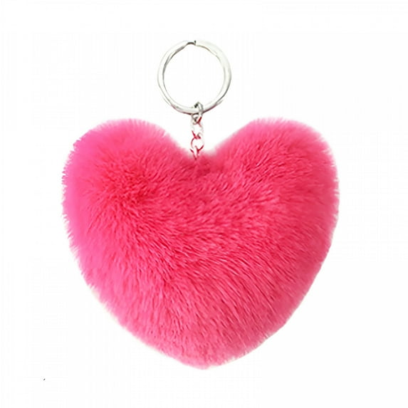 DESIGNICE Fluffy Love Heart Keychain Key Ring Pendant Handbag Bag Faux ...