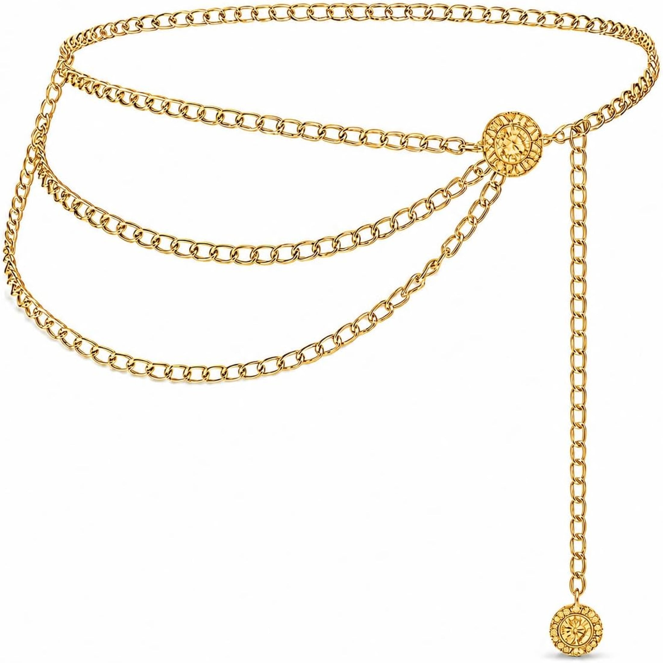 DESIGNICE Gold Chain Belt for Women,Multilayer Metal Waist Chain ...