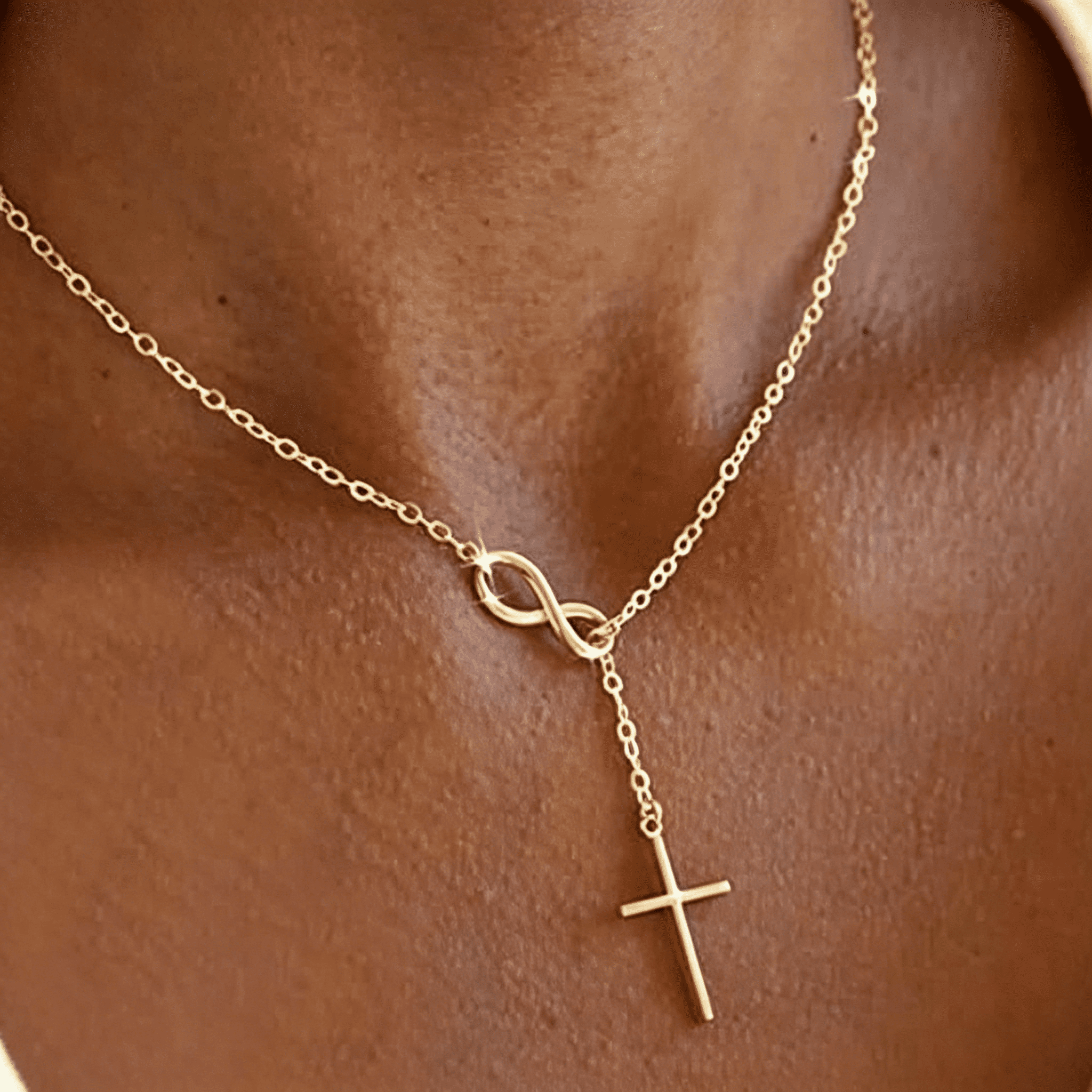 DESIGNICE Gold Necklace for Women Dainty Infinity Cross Pendant ...