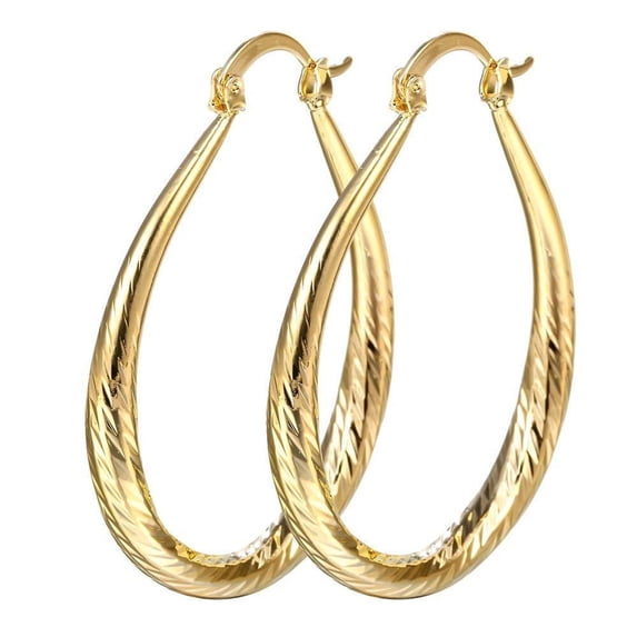 DESIGNICE Gold Oval Hoop Earrings for Women,14K Gold Plated Sterling ...