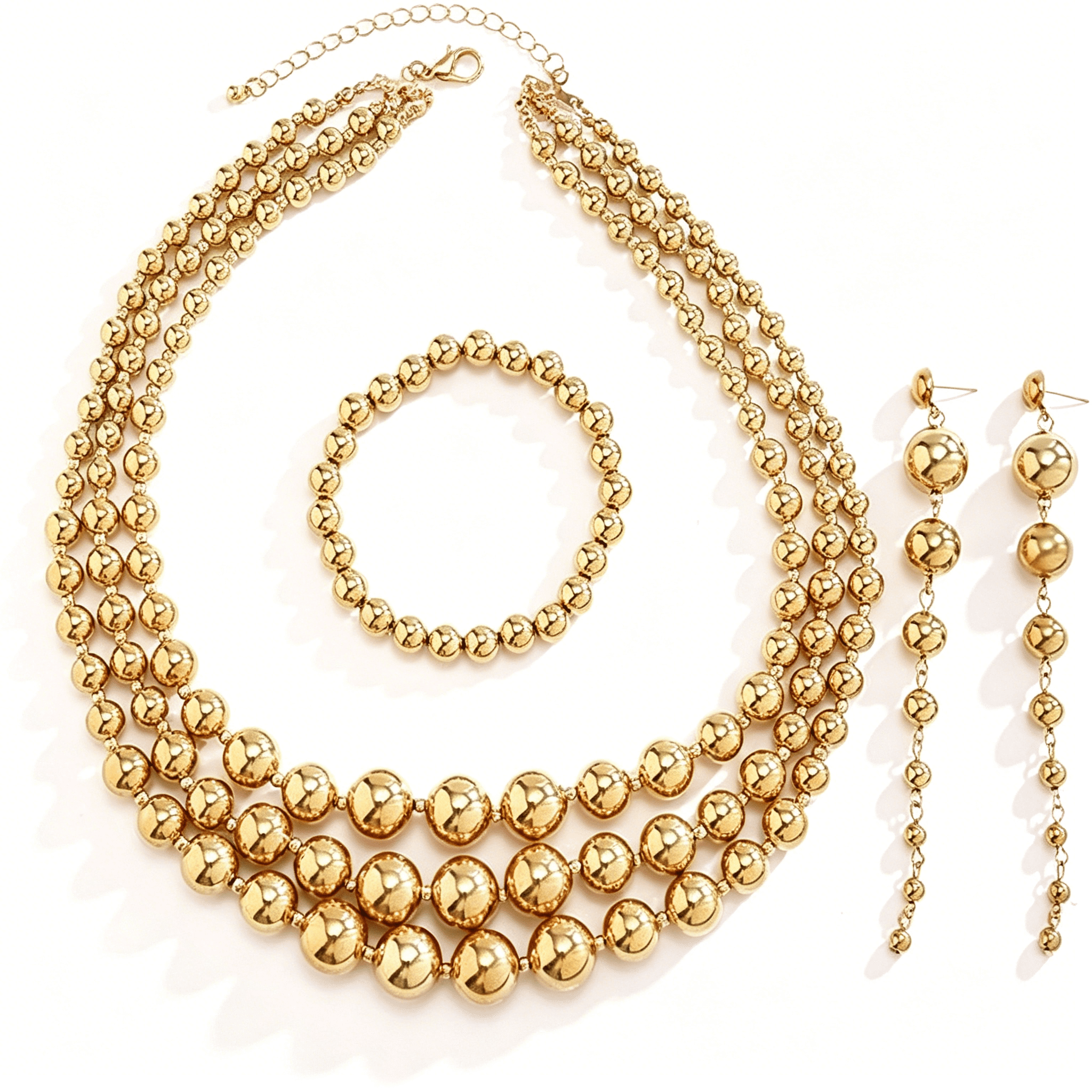 DESIGNICE Gold-Plated Beaded Jewelry Set Chunky Multi Strands Choker ...