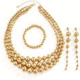DESIGNICE Gold-Plated Beaded Jewelry Set Chunky Multi Strands Choker ...