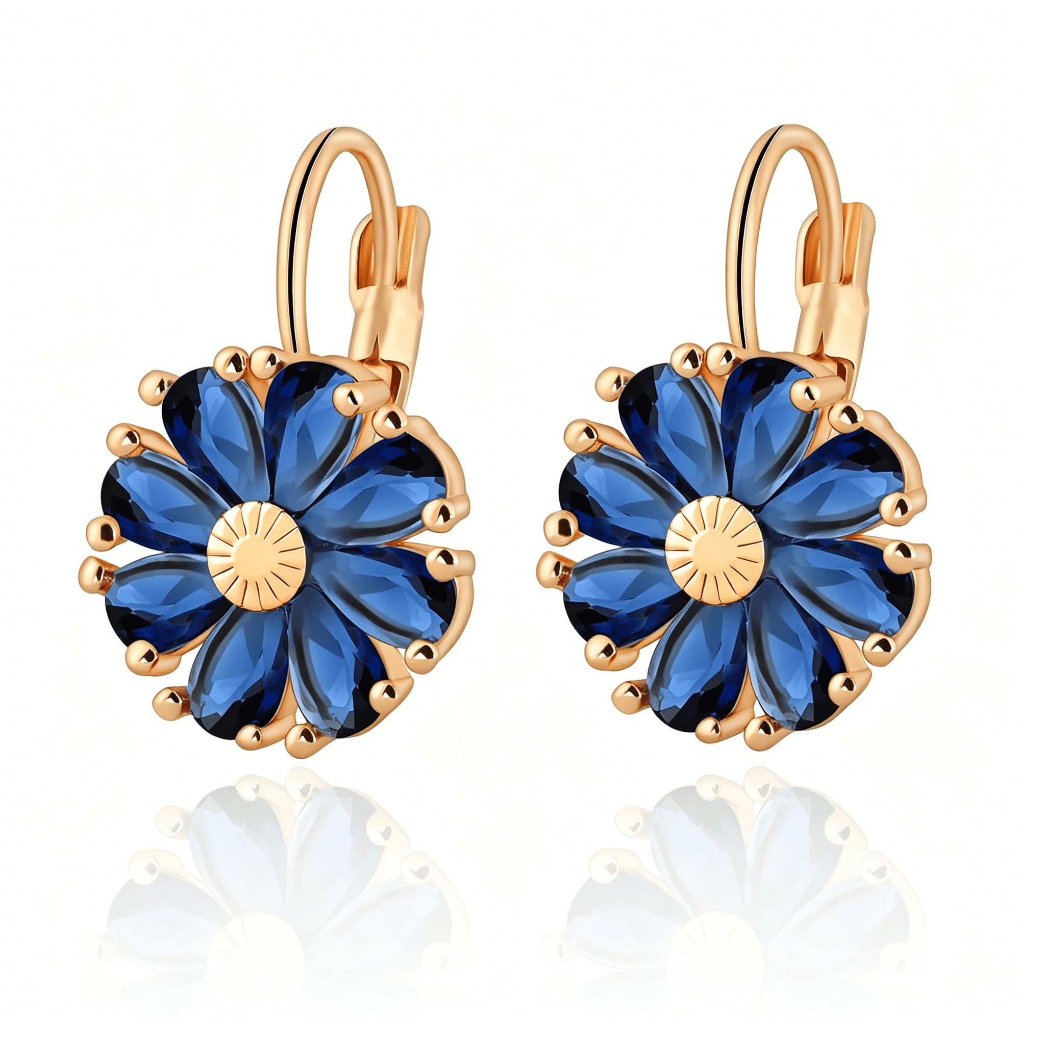 DESIGNICE Gold Plated Flower Earrings Birthstone Leverback Earrings ...