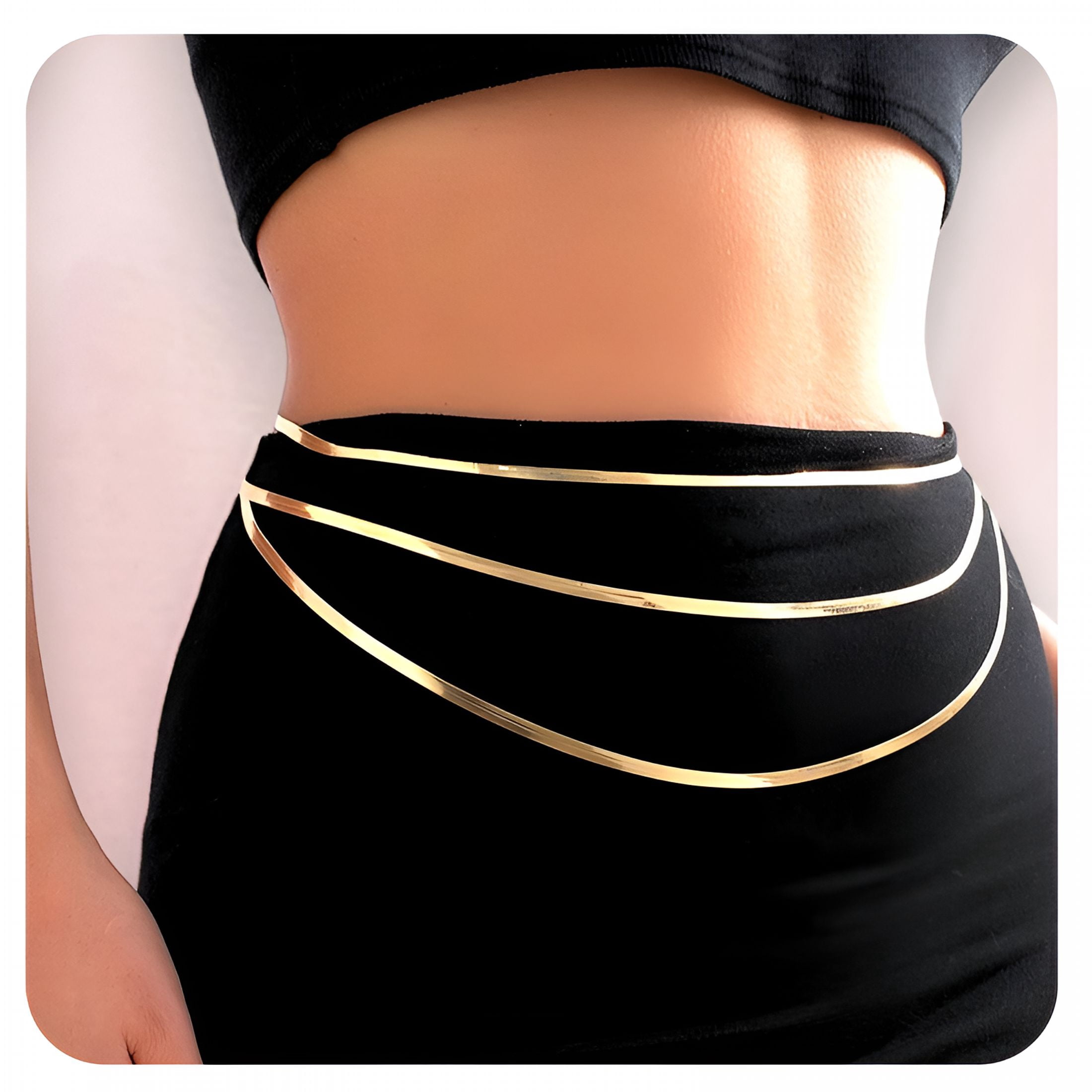 DESIGNICE Gold Plated Waist Chains for Women,Layered Belly Chain for ...