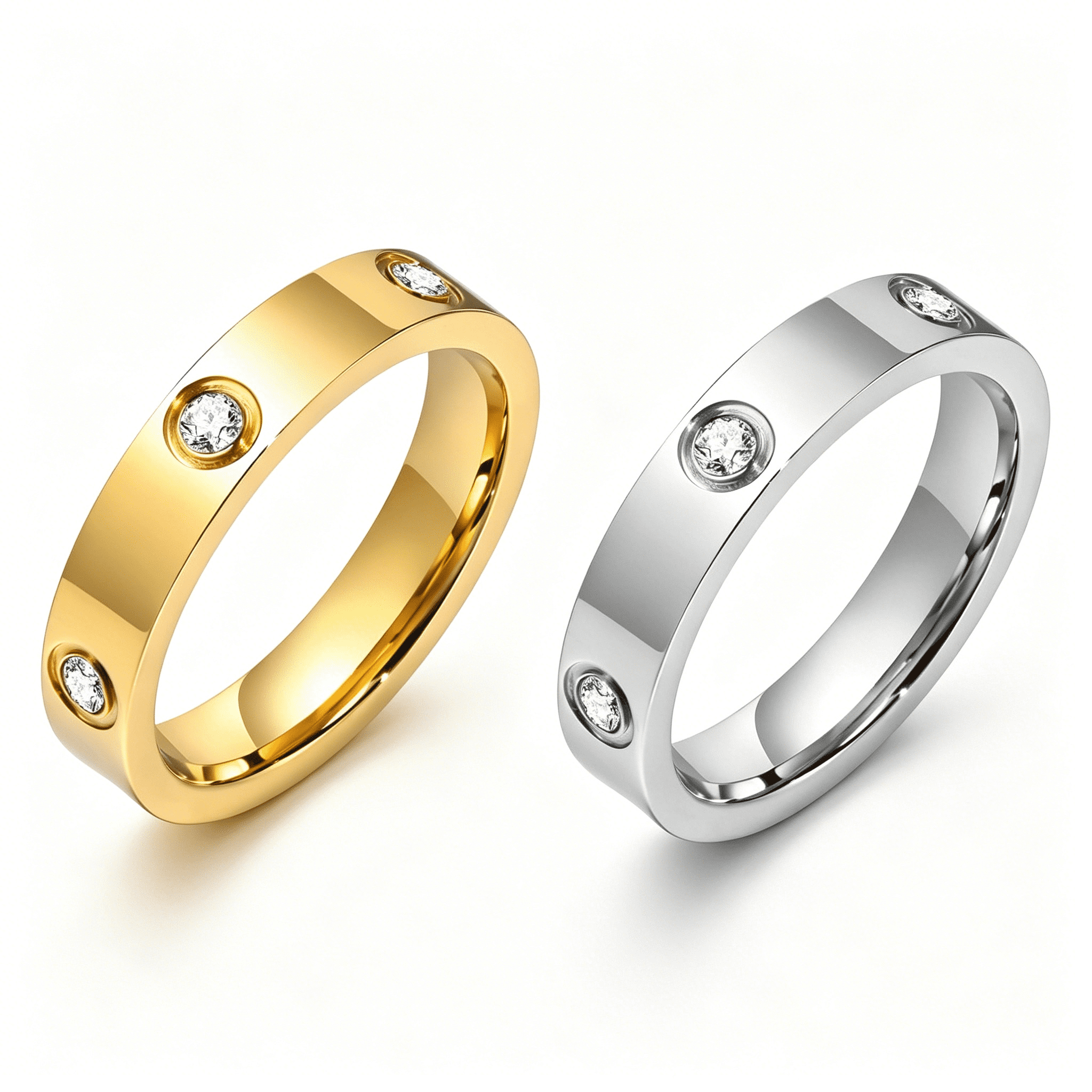 DESIGNICE Gold Rings for Women,18K Gold Plated Stainless Steel Cubic ...