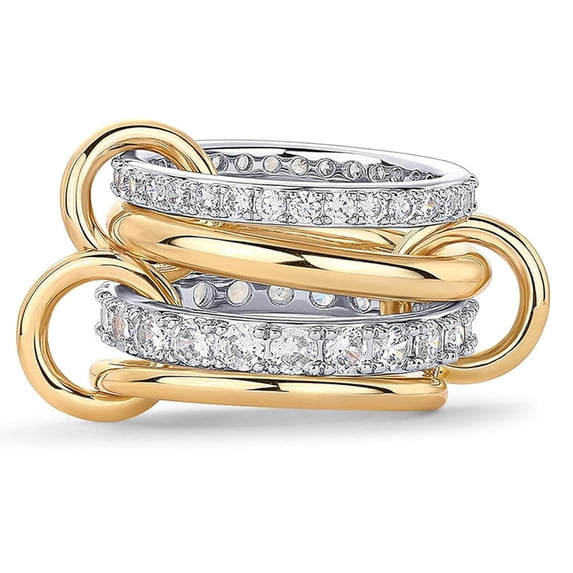 DESIGNICE Gold Silver Stackable Rings for Women Mixed Metal Interlocked ...