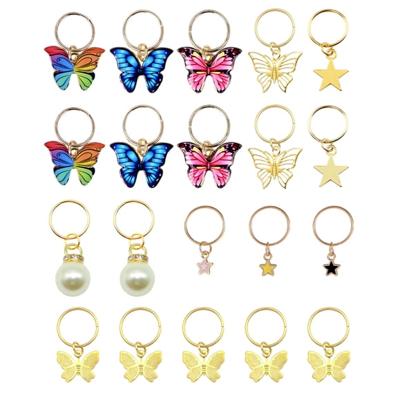 DESIGNICE Hair Braid Rings Hair Cuffs Set,Butterflies Stars Pearls Hair ...