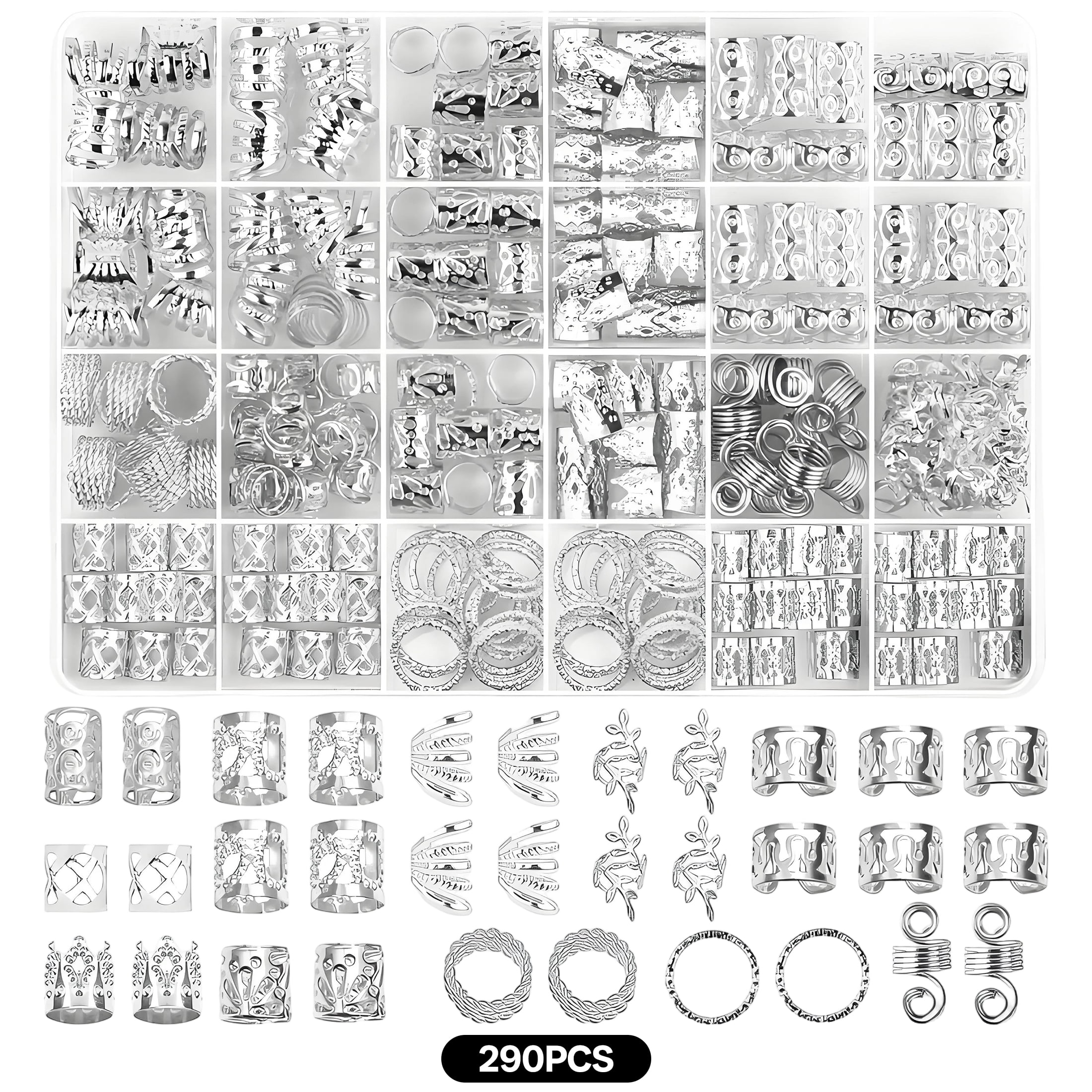 DESIGNICE Hair Braid Rings Hair Cuffs Set,Metal Hair Jewelry for Braids ...
