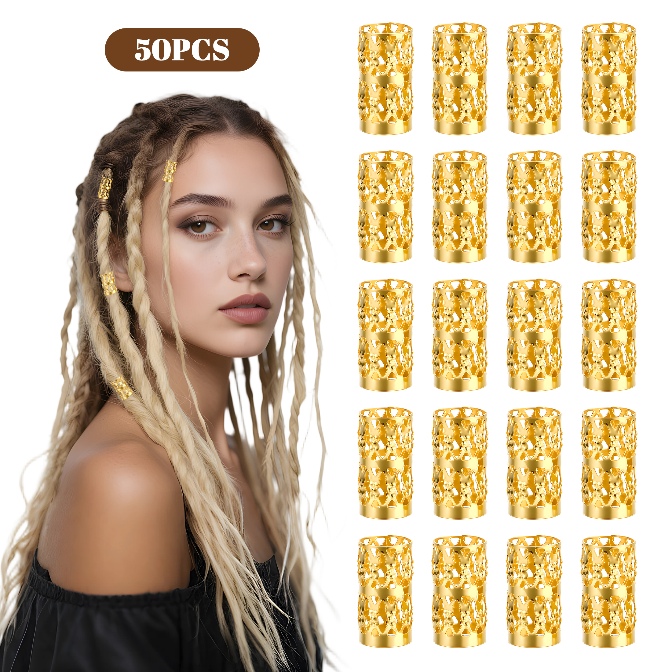 DESIGNICE Hair Braid Rings Hair Cuffs Set,Metal Hair Jewelry for Braids ...