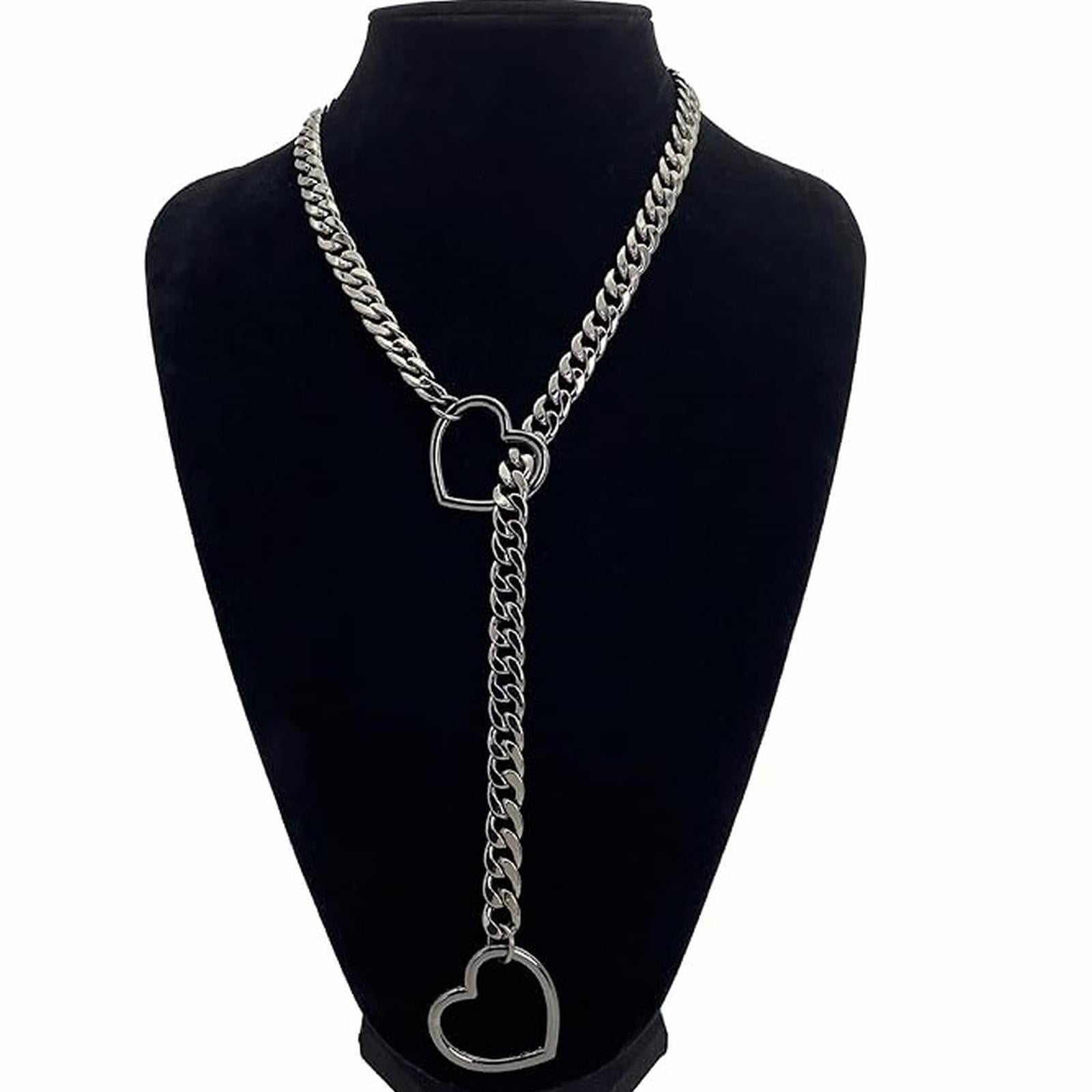 DESIGNICE Heart O Ring Slip Chain Necklace For Women Handmade Punk ...