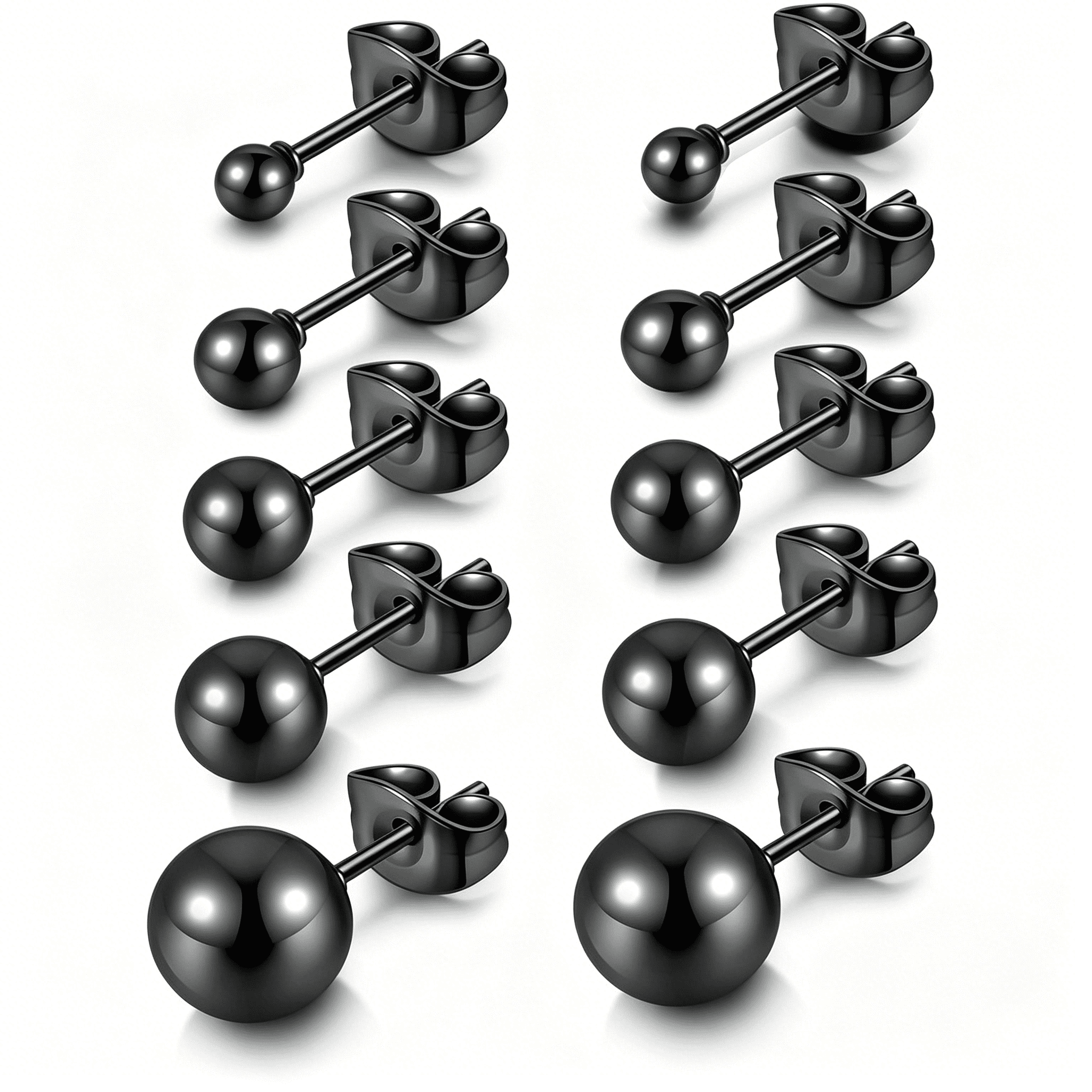 DESIGNICE Hypoallergenic Ball Earrings Studs Set Stainless Steel Round ...