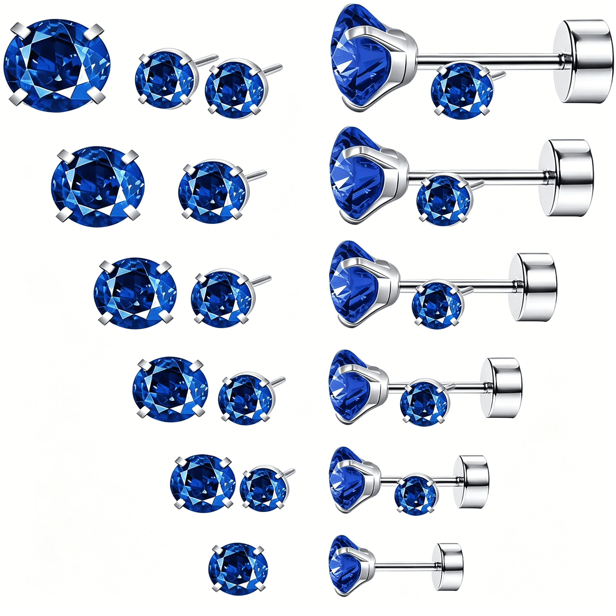 DESIGNICE Hypoallergenic Flat Back Earrings for Women&Men,7 Pairs ...