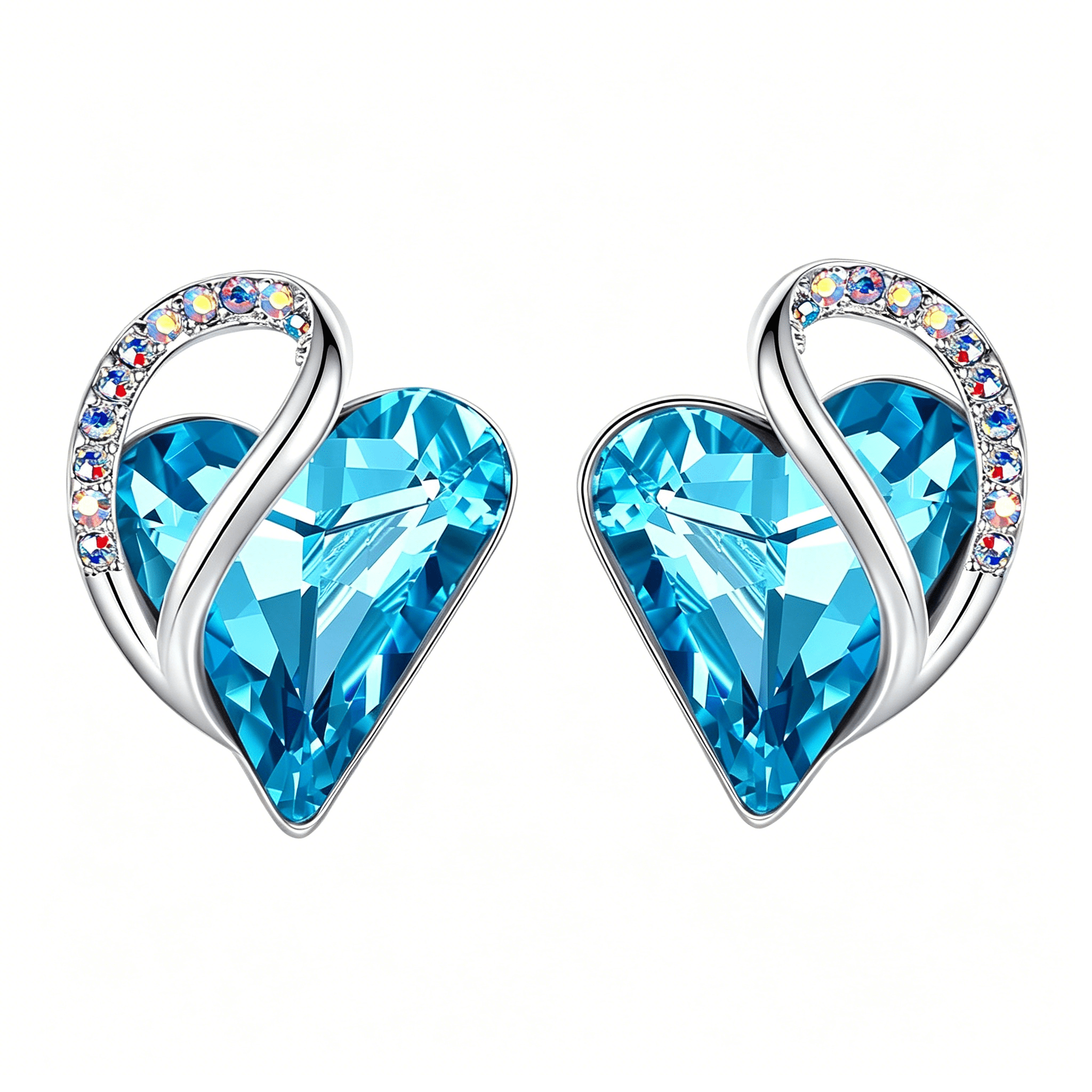 DESIGNICE Infinity Love Heart Stud Earrings for Women,Birthstone and ...