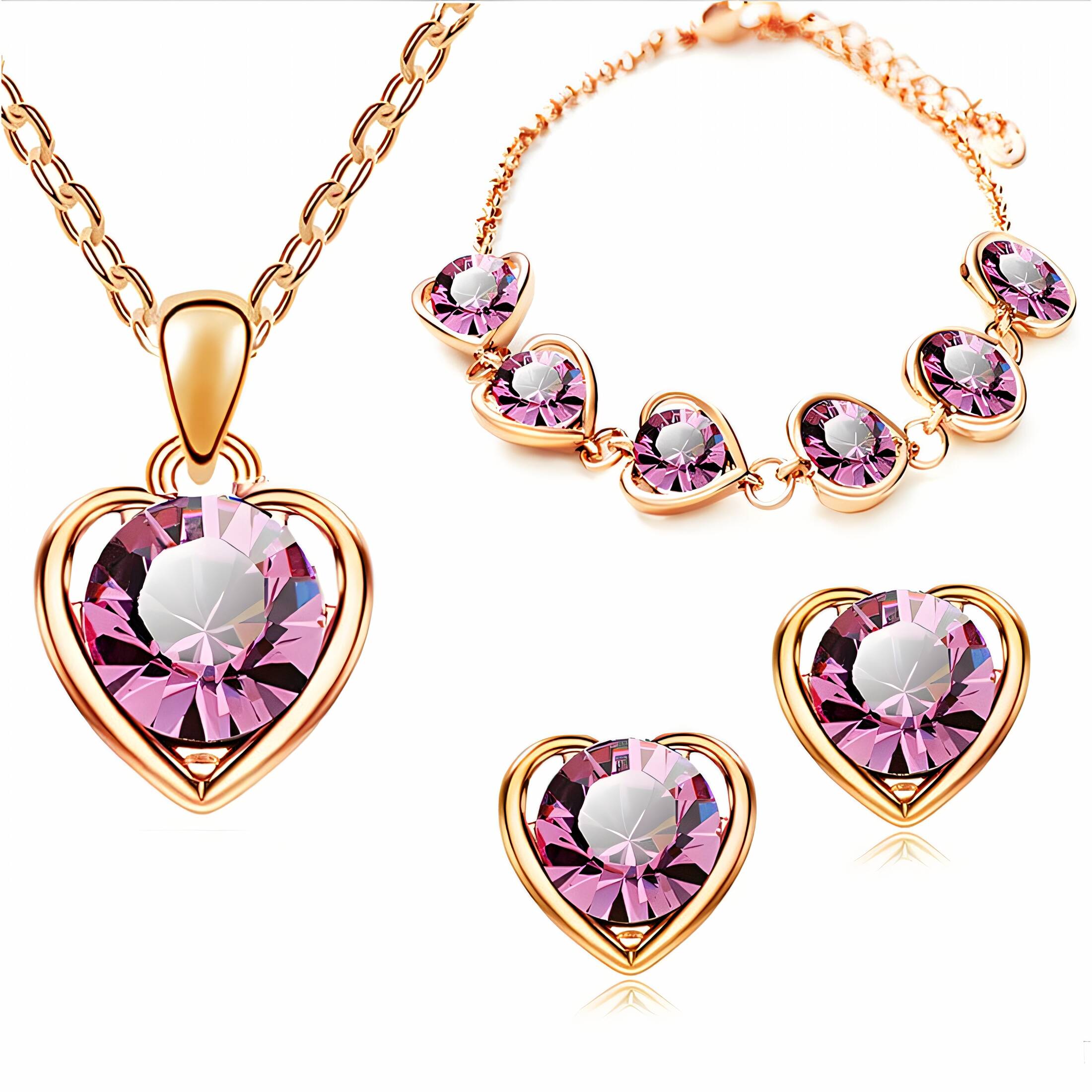 DESIGNICE Jewelry Sets,Fashion Crystal Design Heart Necklace,Adding ...