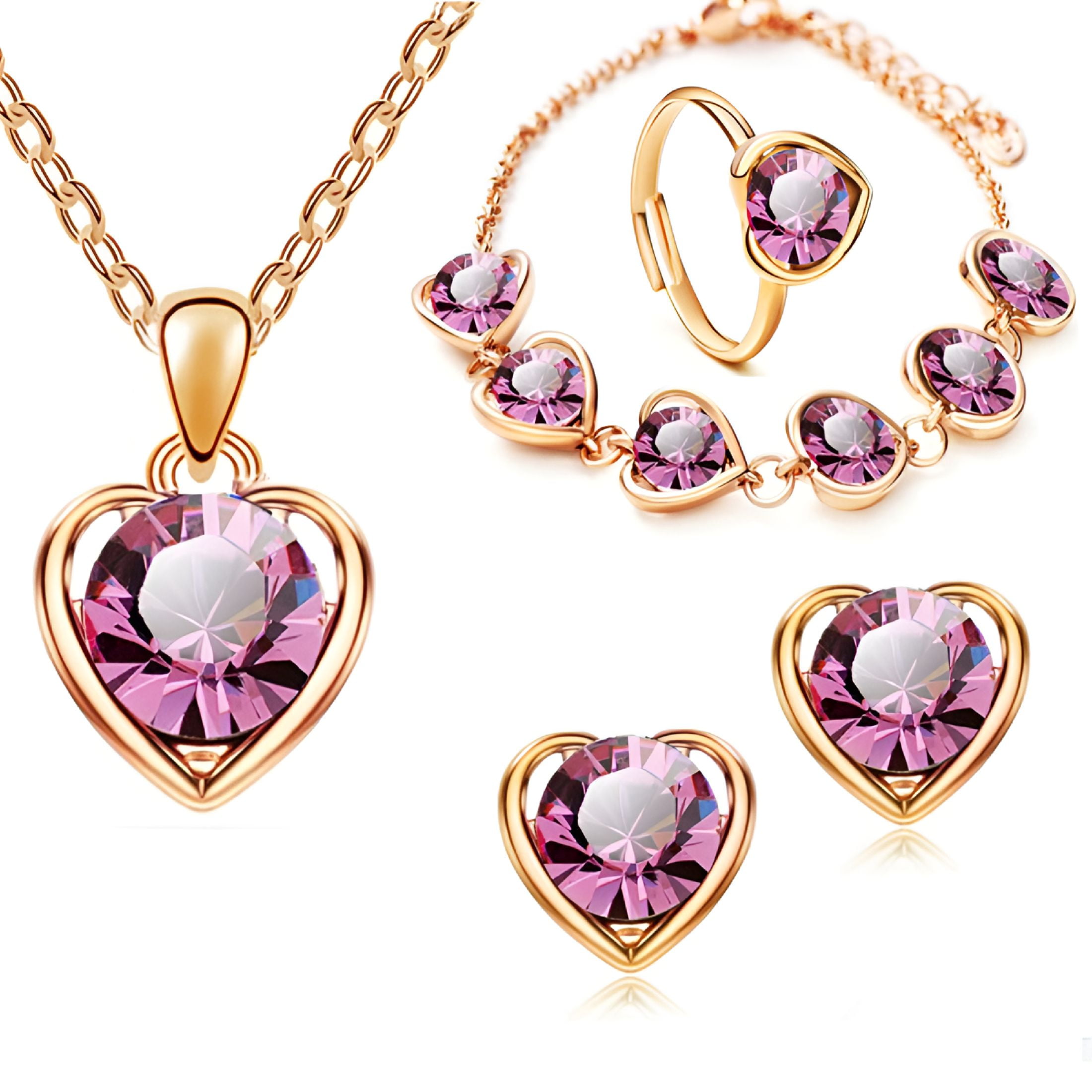 DESIGNICE Jewelry Sets for Women Crystal Jewelry Simple Heart Necklace ...