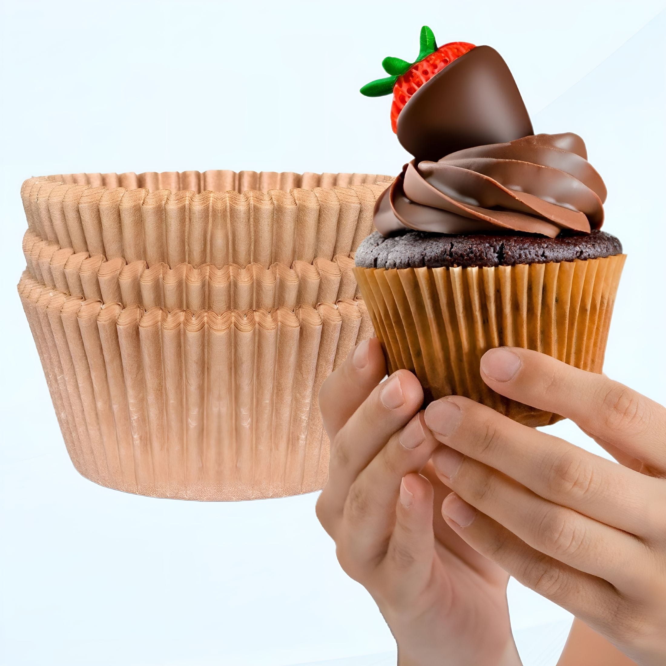 DESIGNICE Jumbo Muffin Liners - 50pcs Brown,Cupcake Liners,Greaseproof ...