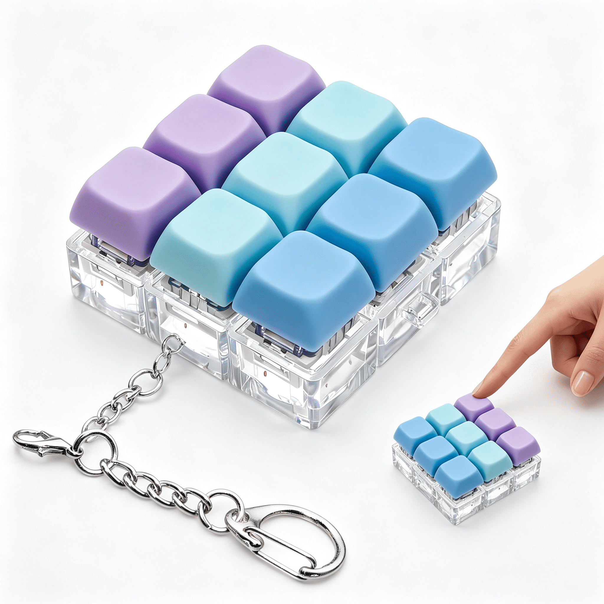 DESIGNICE Keyboard Fidget Toy Keychain for Stress Relief, 9-In-1 Finger ...