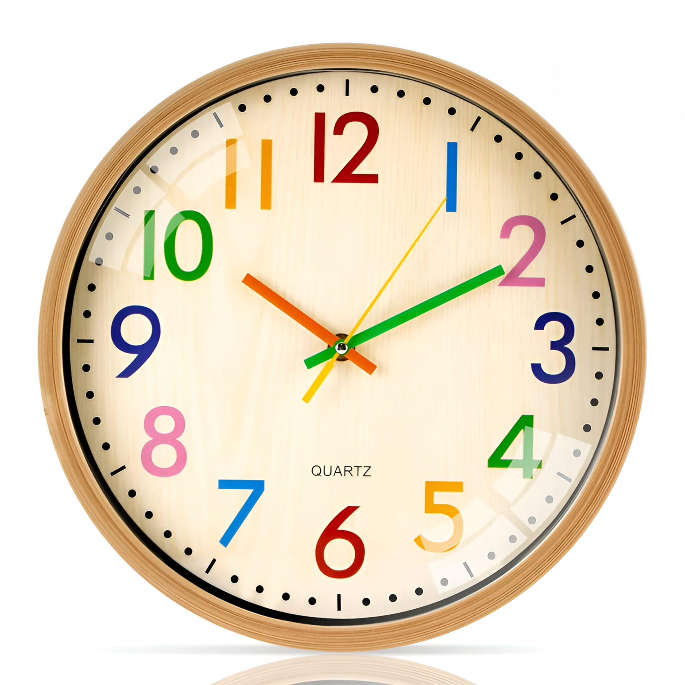 DESIGNICE Kids Wall Clock 12 Inch Quartz Analog Battery Operated Silent ...