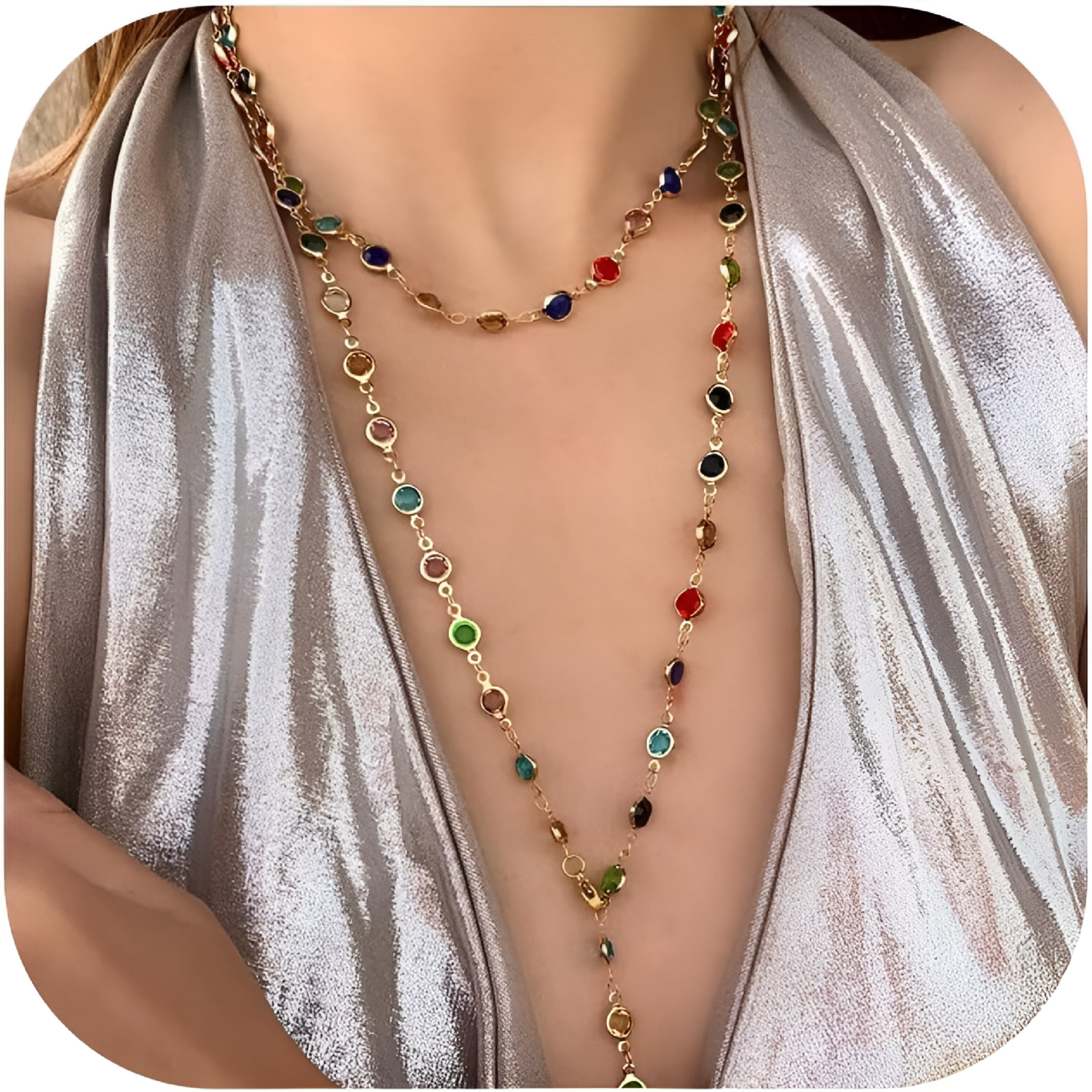 DESIGNICE Lariat Necklace for Women Layered Long Gold Necklace Y-Shaped ...