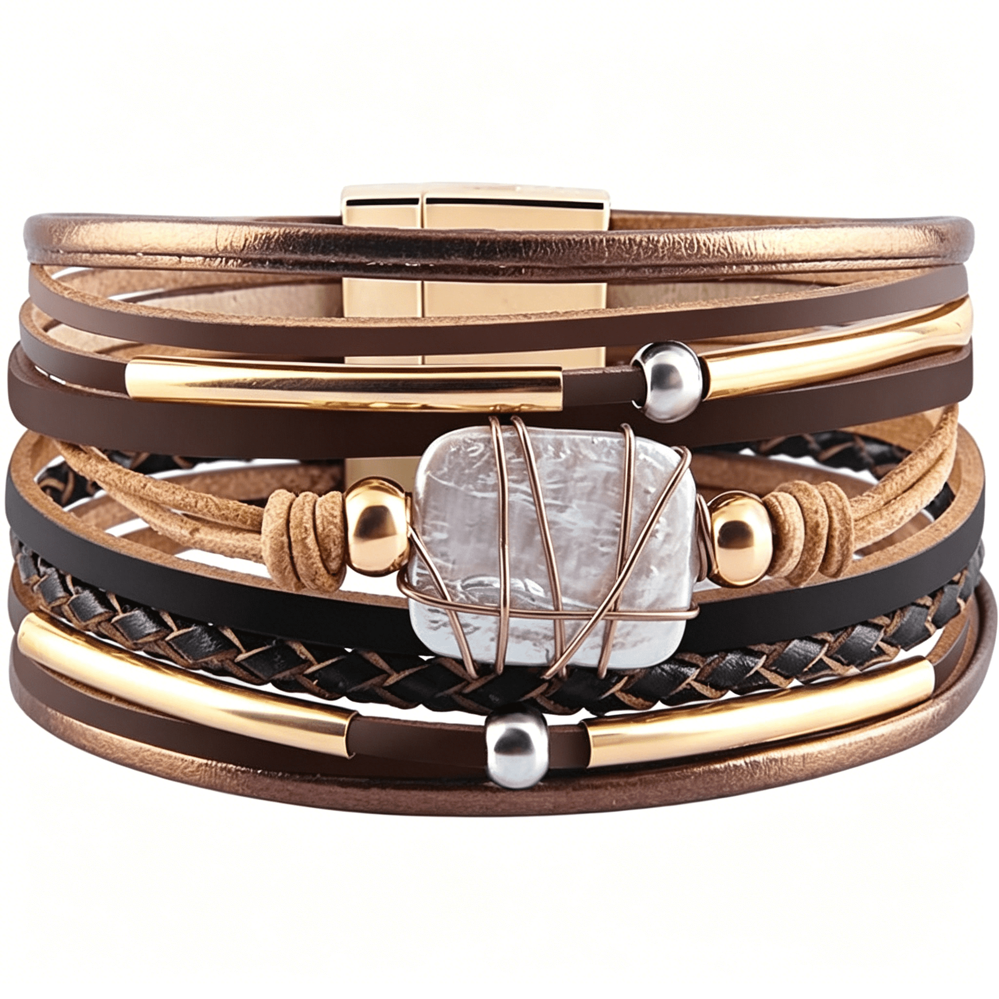 DESIGNICE Leopard Bracelet for Women,Boho Leather Wrap Multi-Layer ...