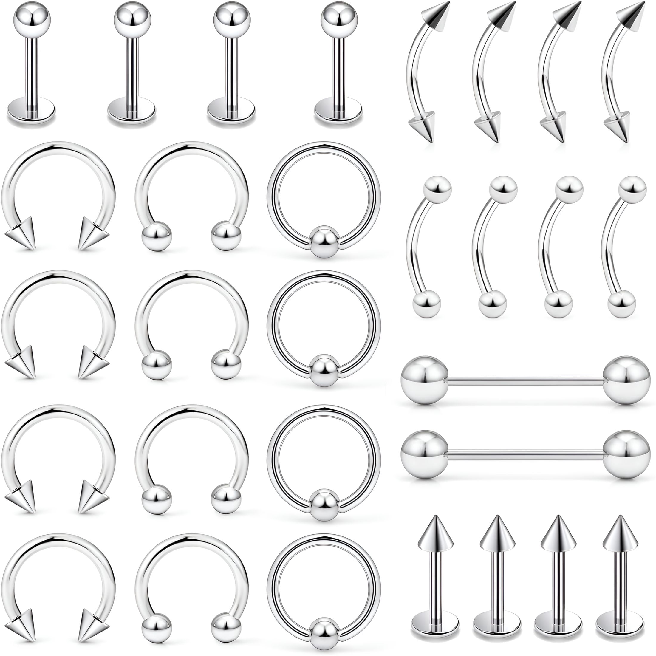 DESIGNICE Lip Rings Surgical Steel Snake Bite Jewelry 16G Vertical ...