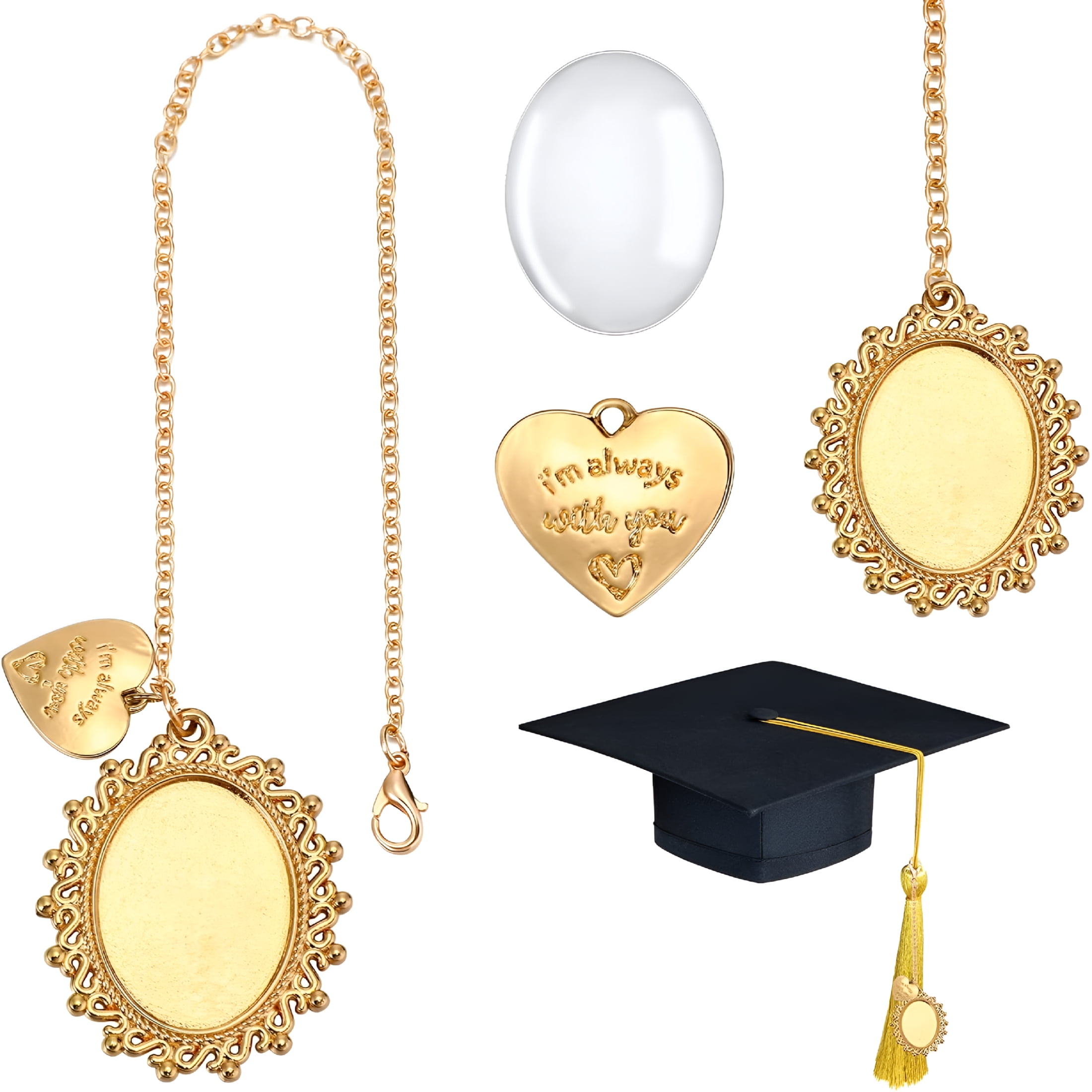 DESIGNICE Memory Photo Charm Graduation Memorial Tassel Oval Antique ...