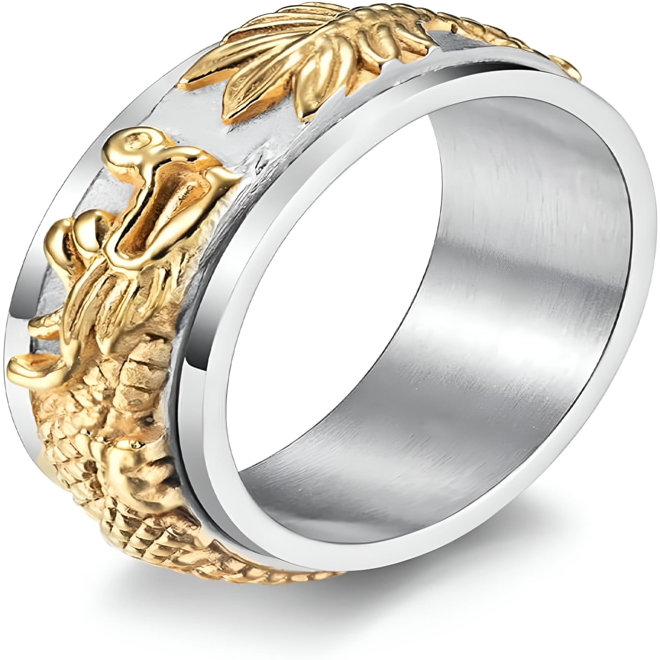 DESIGNICE Men's Rings Dragon Sculpture Ring Anxiety Fidget Ring Spinner ...