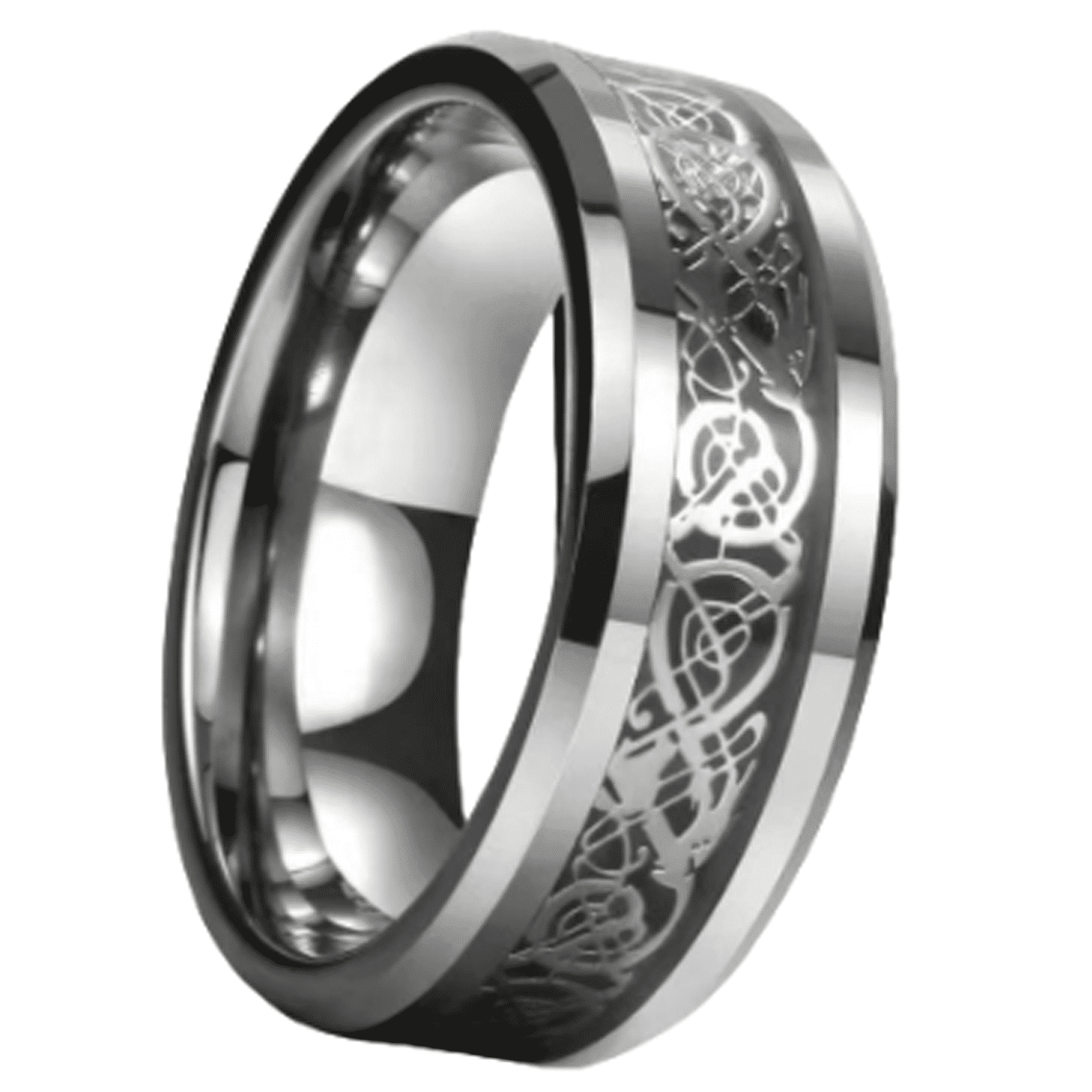 DESIGNICE Mens Rings,Striking Black and Silver Contrast Stainless Steel ...