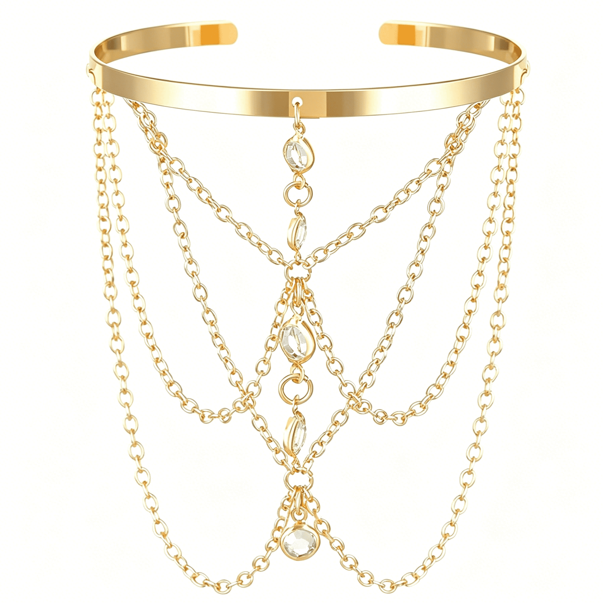 DESIGNICE Minimalist Gold Arm Cuff for Women-Layered Tassels Heart ...
