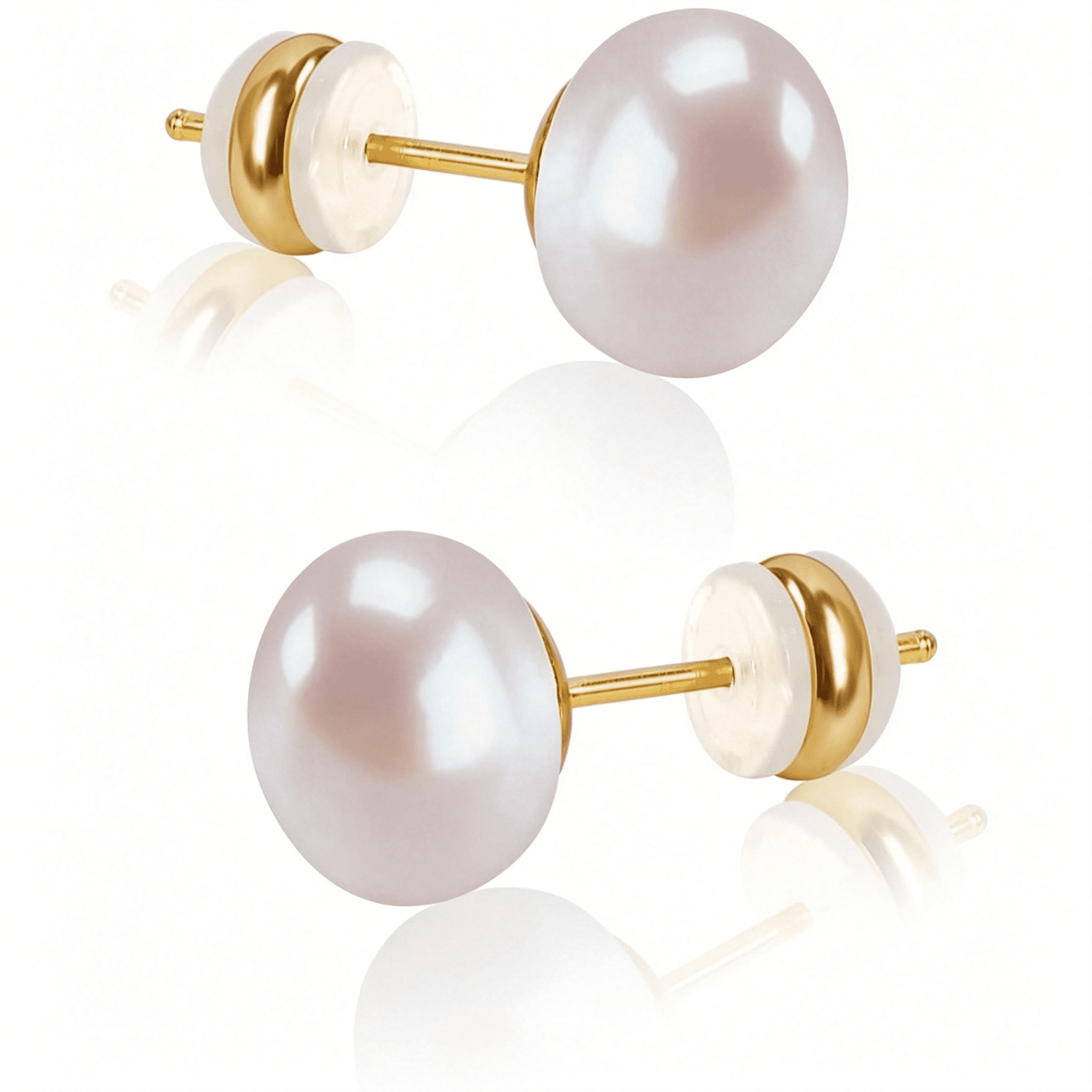 DESIGNICE Natural Freshwater Cultured Pearl Stud Earrings,Handpicked ...