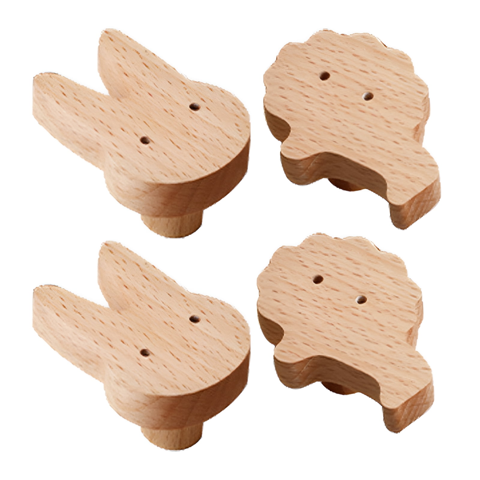 HIBIBUD 4Pcs Wood Animal Shape Cabinet Handles,Rounded Corners Cabinet ...