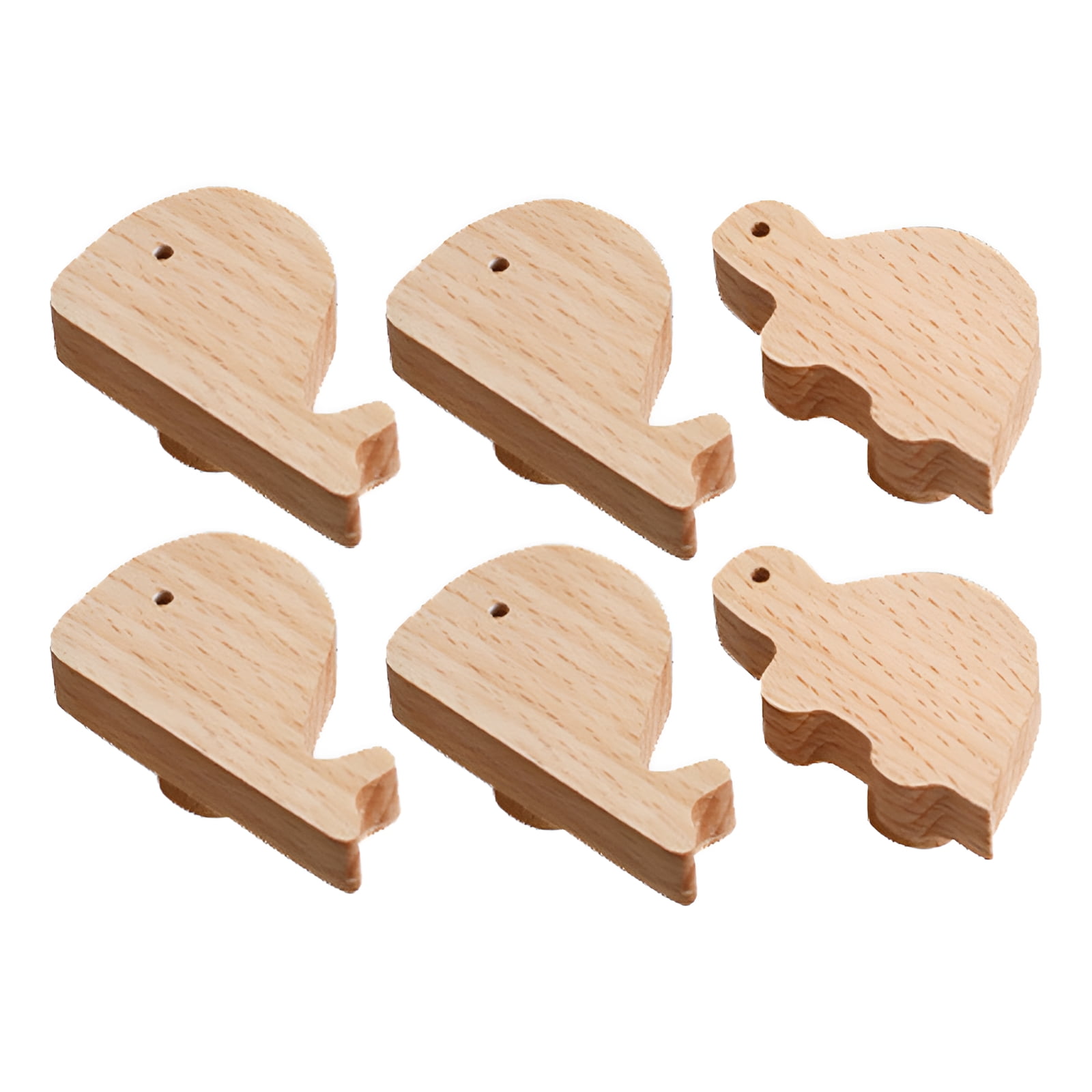 HIBIBUD 6Pcs Wood Animal Shape Cabinet Handles,Rounded Corners Cabinet ...