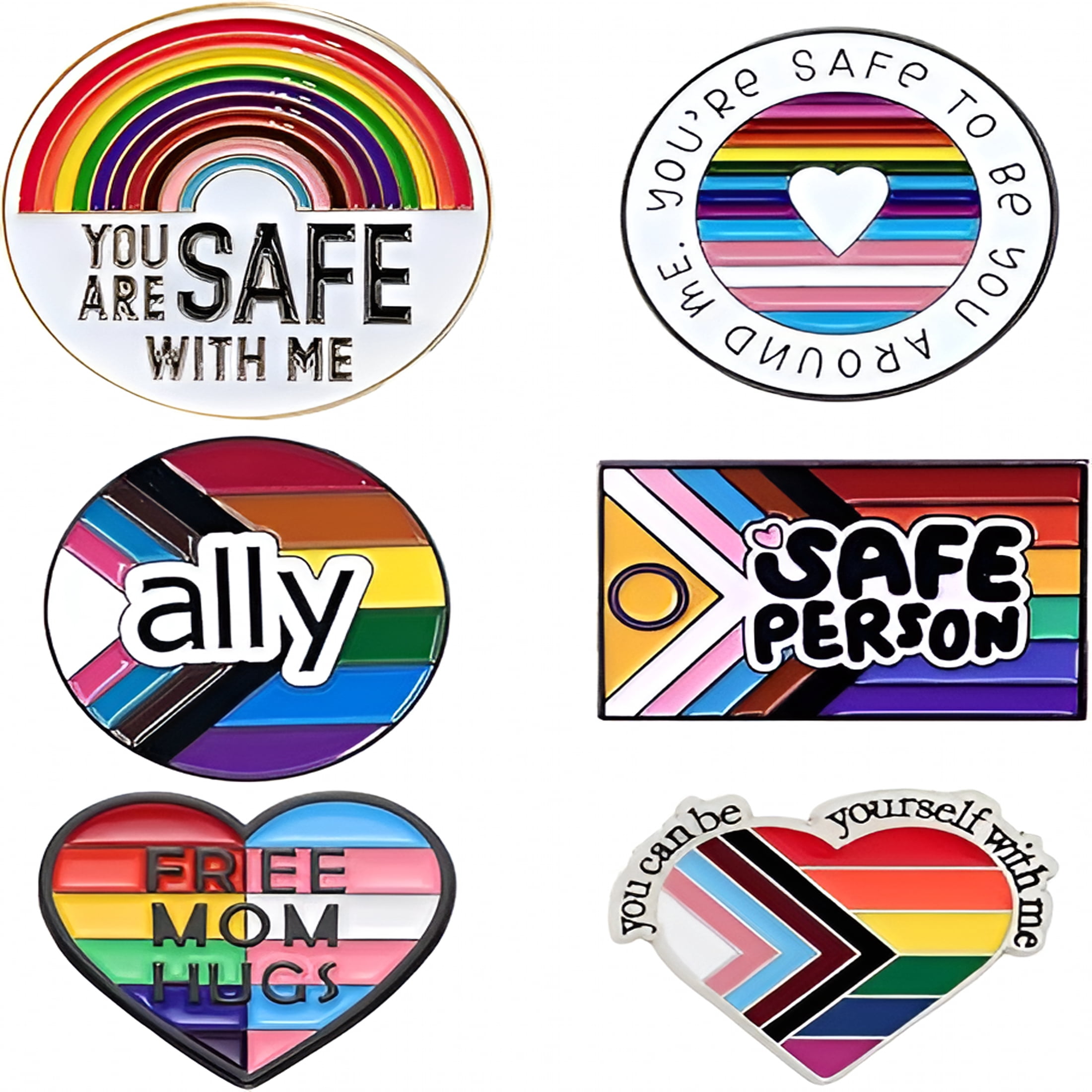 DESIGNICE 6 Pcs Pride Pins, Rainbow Button Pins for Backpacks and ...
