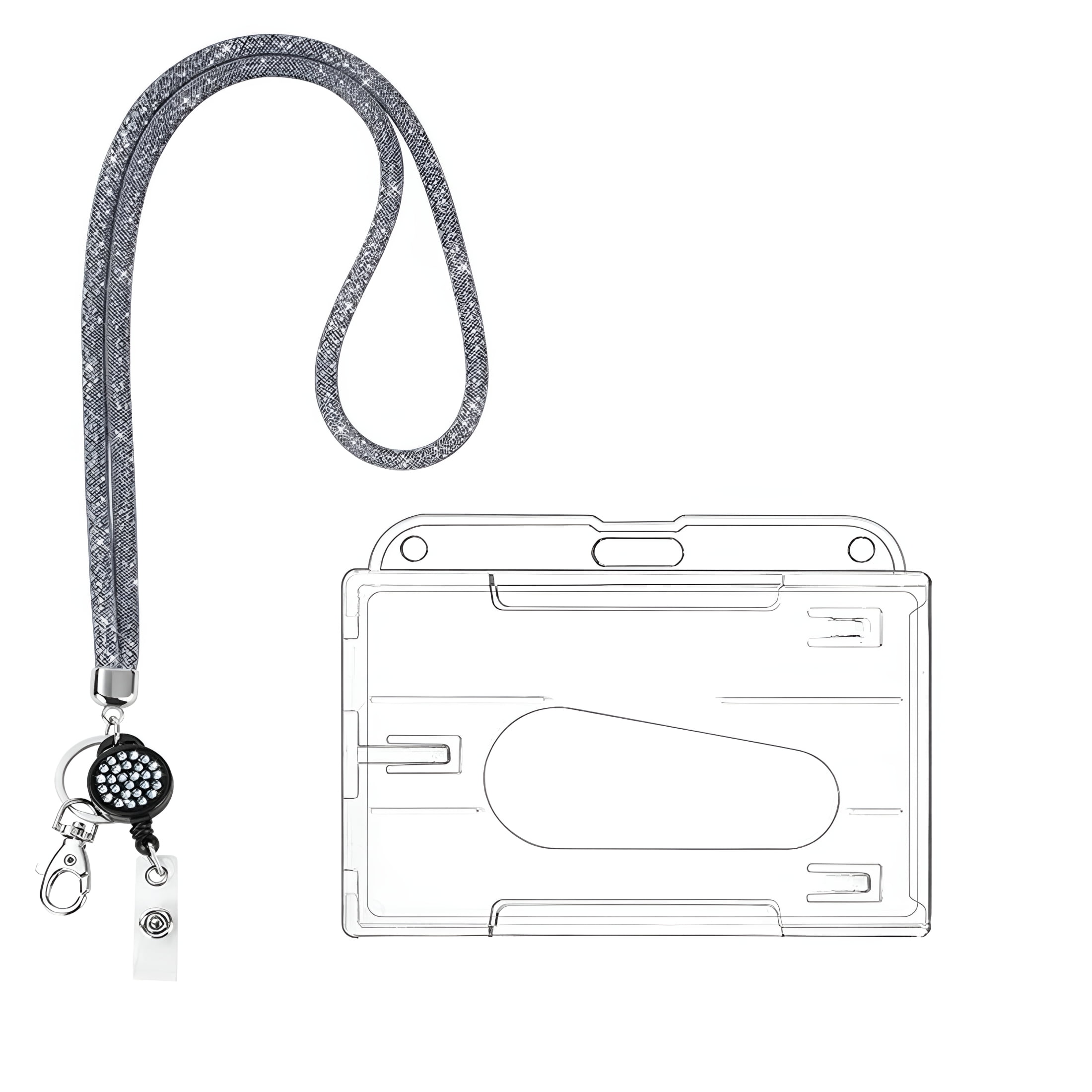 DESIGNICE Rhinestone Lanyards for Id Badges,ID Card Holder Crystal ...