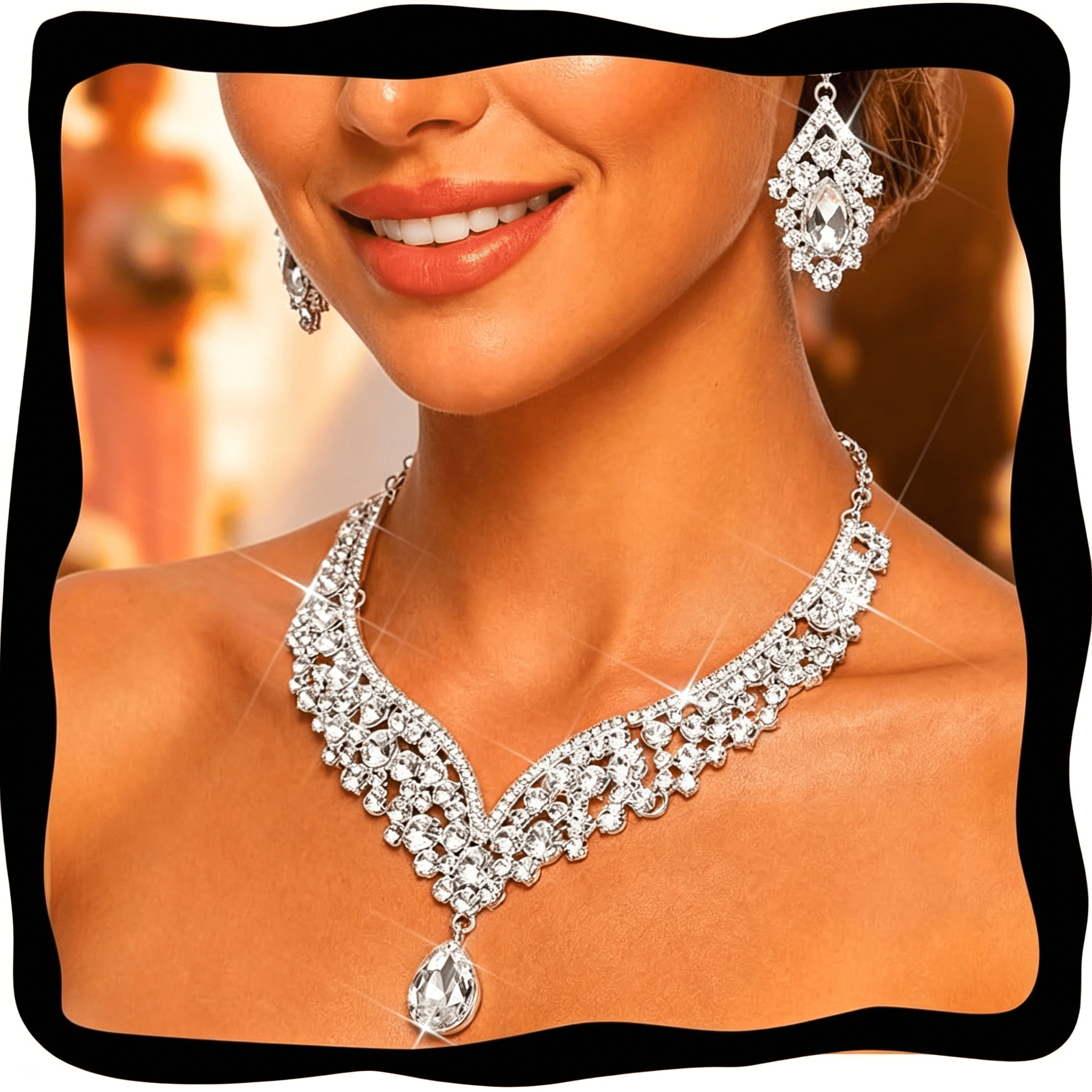 DESIGNICE Rhinestone Wedding Jewelry Sets Silver Crystal Bridal ...