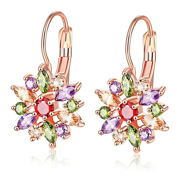 DESIGNICE Rose Gold-Plated Copper Earrings for Women,Leverback Cubic ...