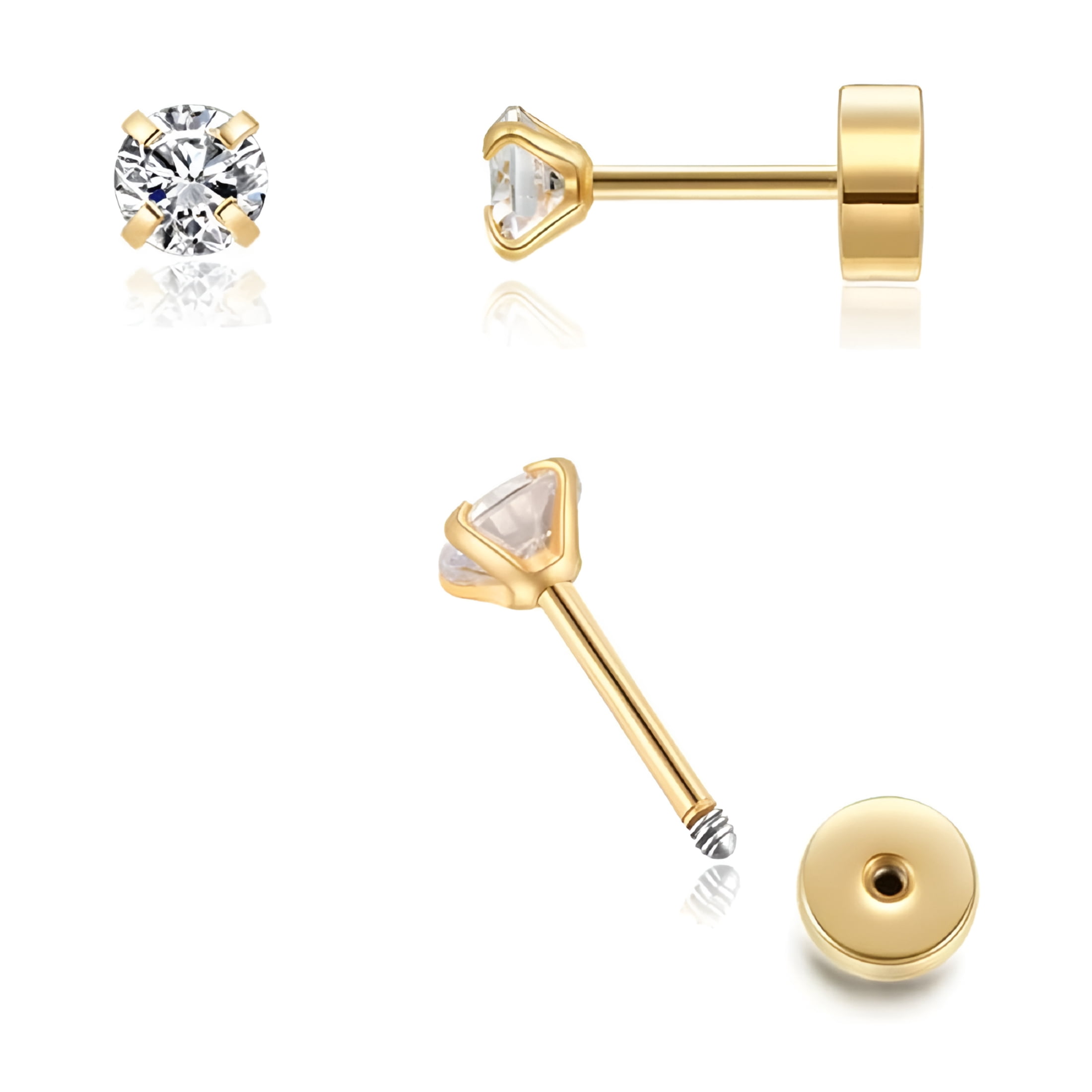 DESIGNICE Screw on Flat Back Stud Earrings for Helix Cartilage Tragus ...