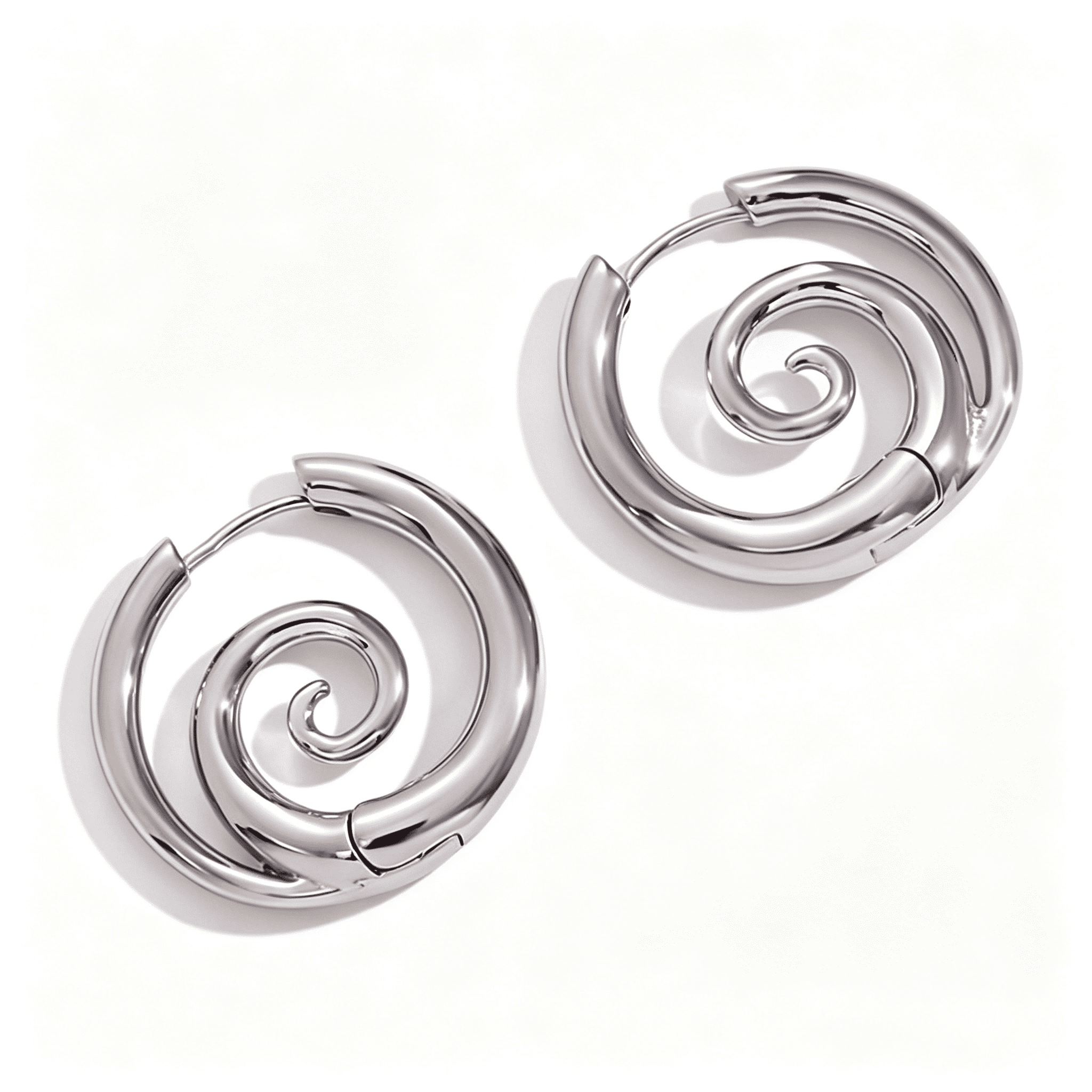 DESIGNICE Sea Wave Spiral Hoop Earrings for Women Stainless Steel 18K ...