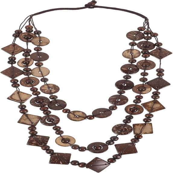 DESIGNICE Shell Necklace Wood Bead Statement Collar Necklace Chunky ...